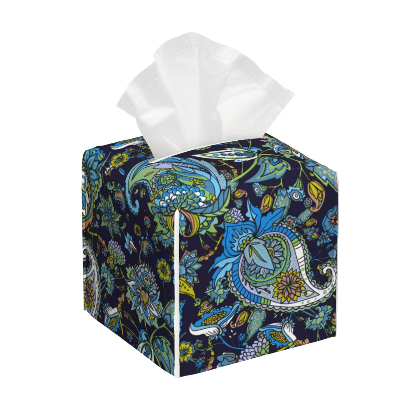 Tissue Box Cover Paisley Pattern Blue Green Tissues Boxes Holder ...
