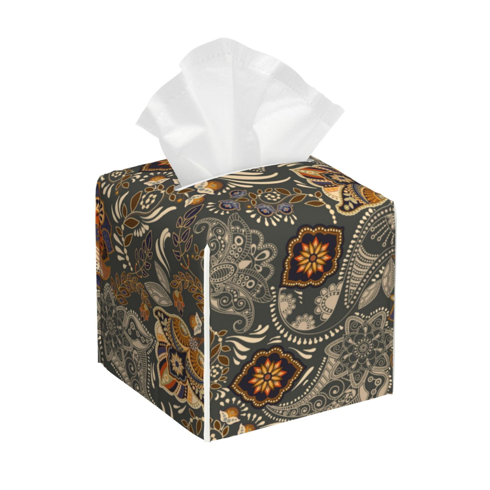 Tissue Box Cover, Paisley Pattern No.9040 Leather Tissue Box Holder ...