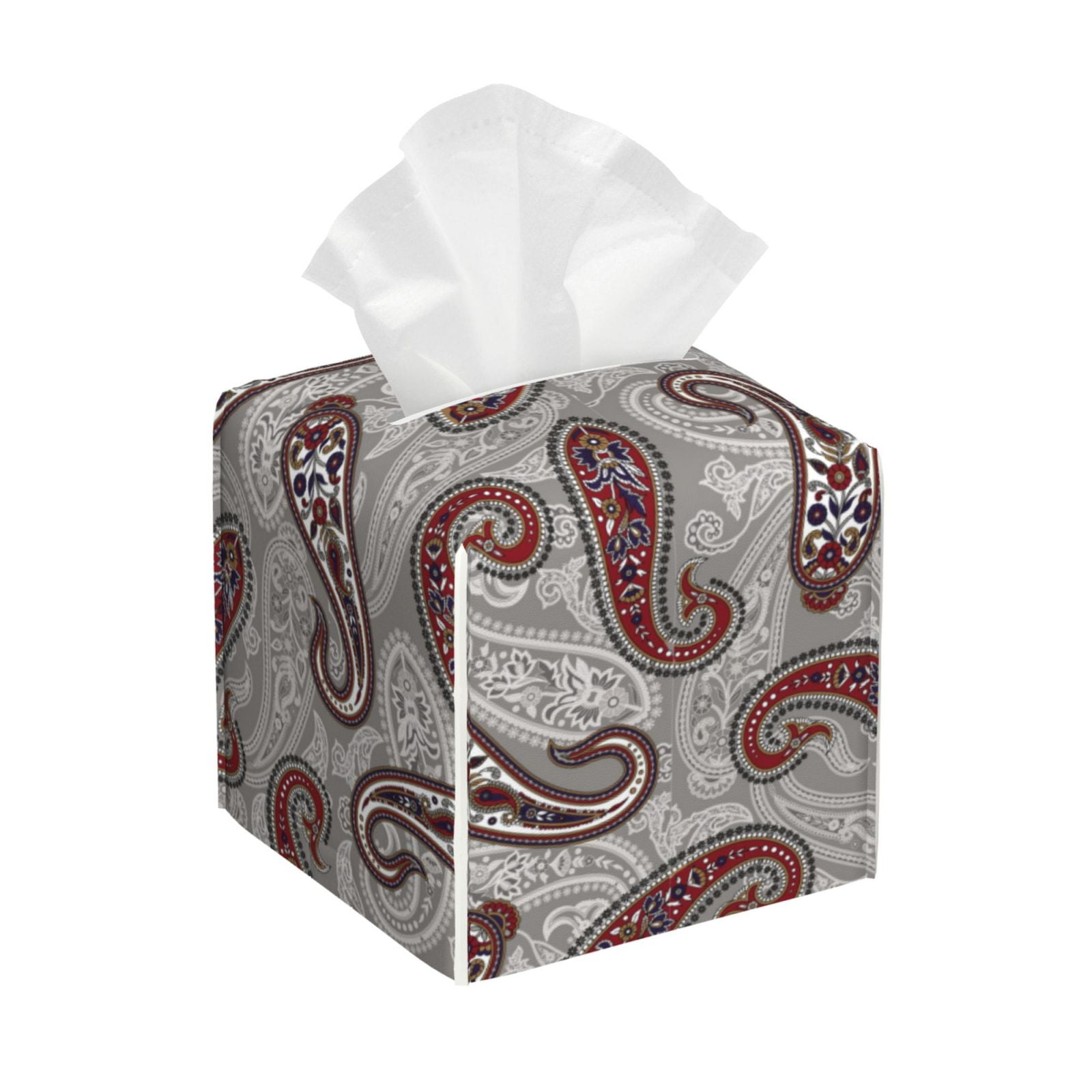 Tissue Box Cover, Paisley Pattern No.9063 Leather Tissue Box Holder ...