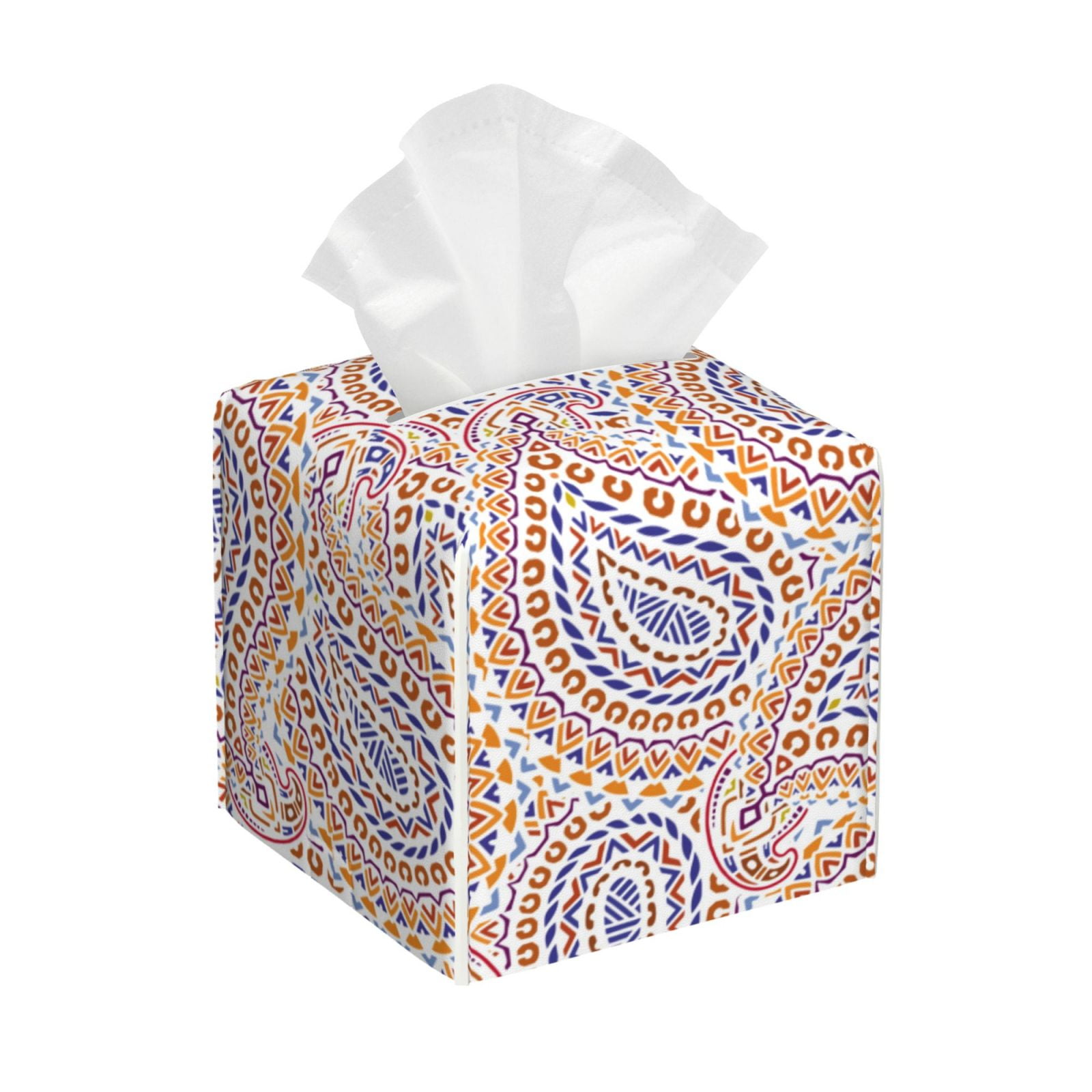 Tissue Box Cover, Paisley Pattern No.9077 Leather Tissue Box Holder ...