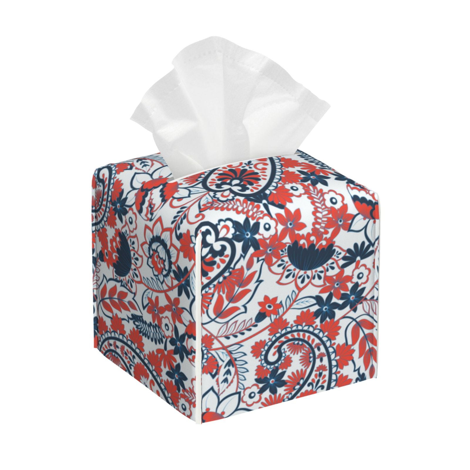 Tissue Box Cover, Paisley Print No.J95 -Modern Square Leather Tissue ...