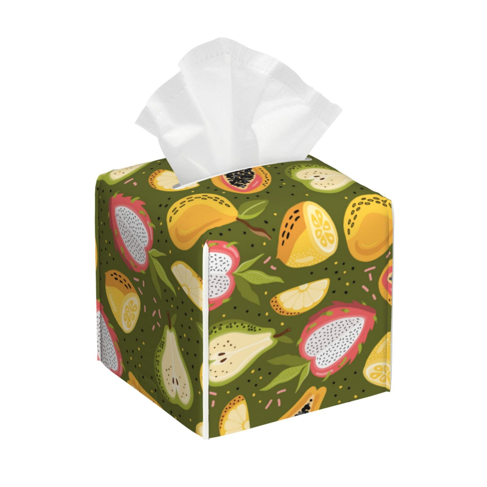 Tissue Box Cover, Papaya pear lemon -Modern Square Leather Tissue Box ...