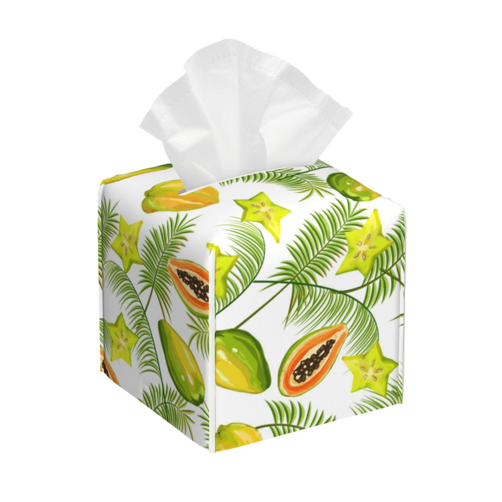Tissue Box Cover, Papaya star fruit leaf Leather Tissue Box Holder ...