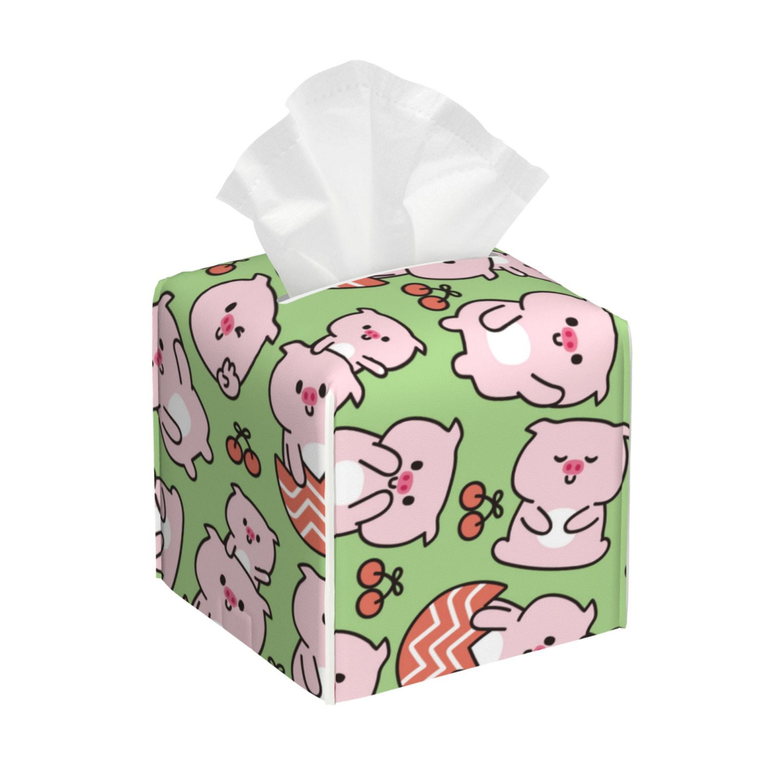 Tissue Box Cover, Parent-Child Cute Pig Pink -Modern Square Leather ...