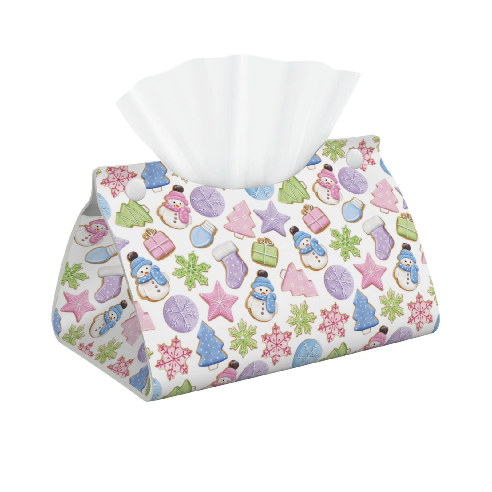 Tissue Box Cover, Pastel Christmas Cookies A Rectangular Leather Tissue ...