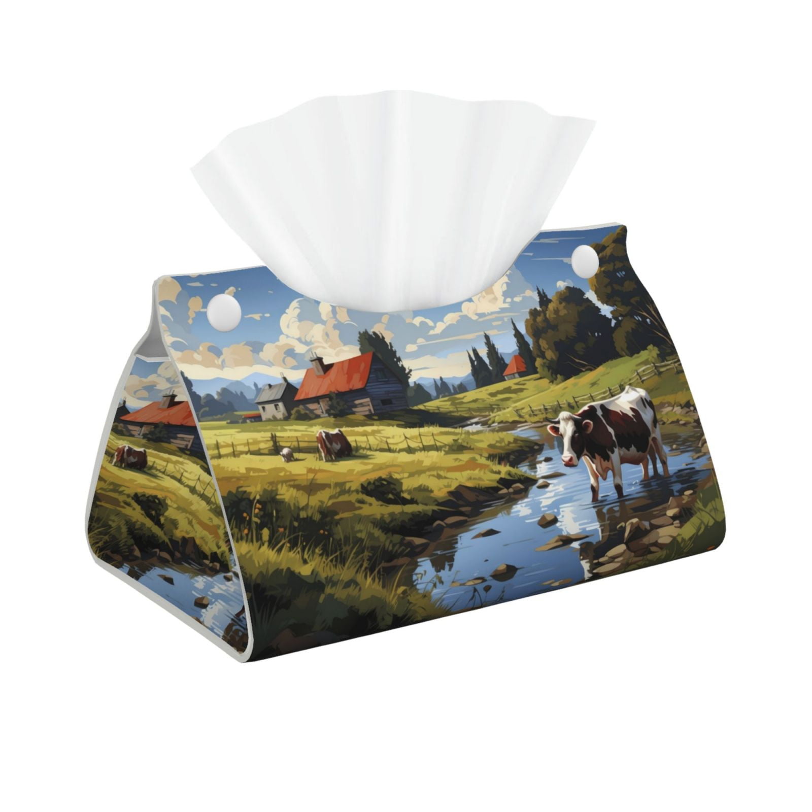 Tissue Box Cover Pasture Cow A Tissues Boxes Holder Organizer for ...