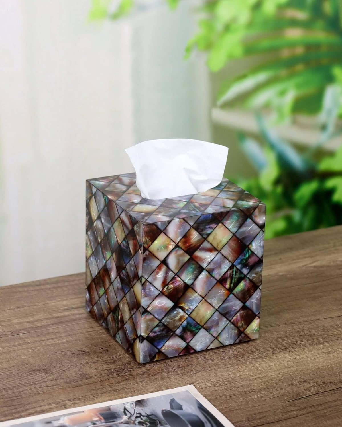Tissue Box Cover,Pearlescent Tissue Box Holder with Magnetic Base ...