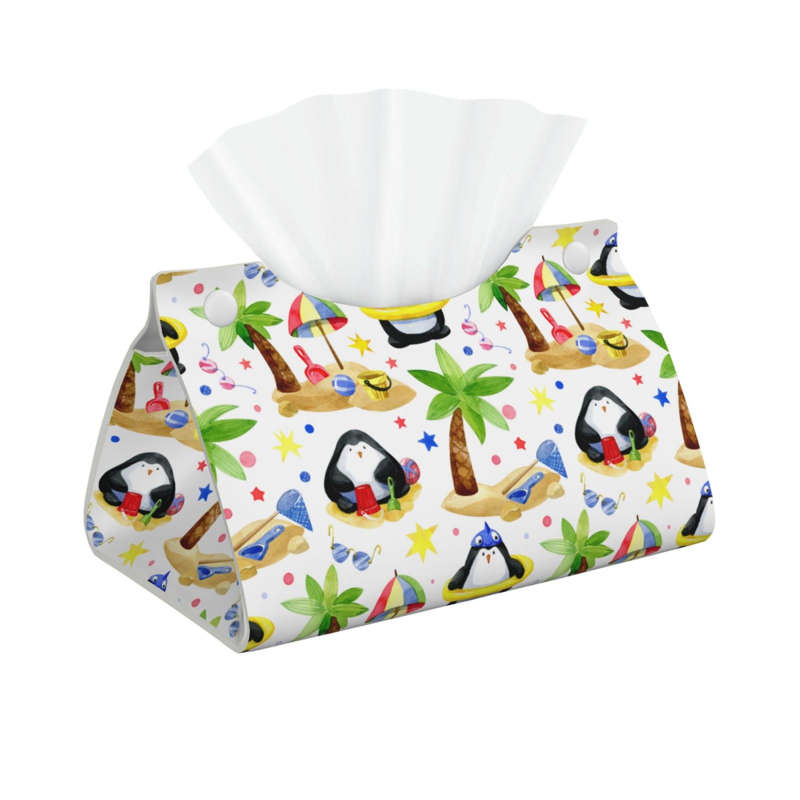 Tissue Box Cover, Penguins On The Beach Rectangular Leather Tissue ...