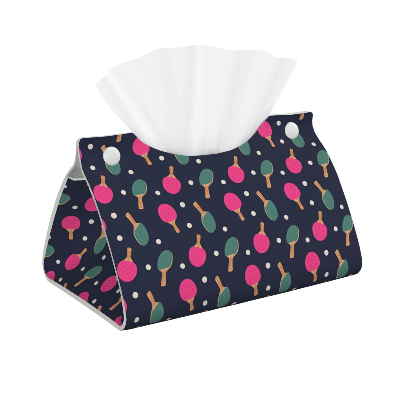 Tissue Box Cover, Ping Pong Rackets And Balls Rectangular Leather ...