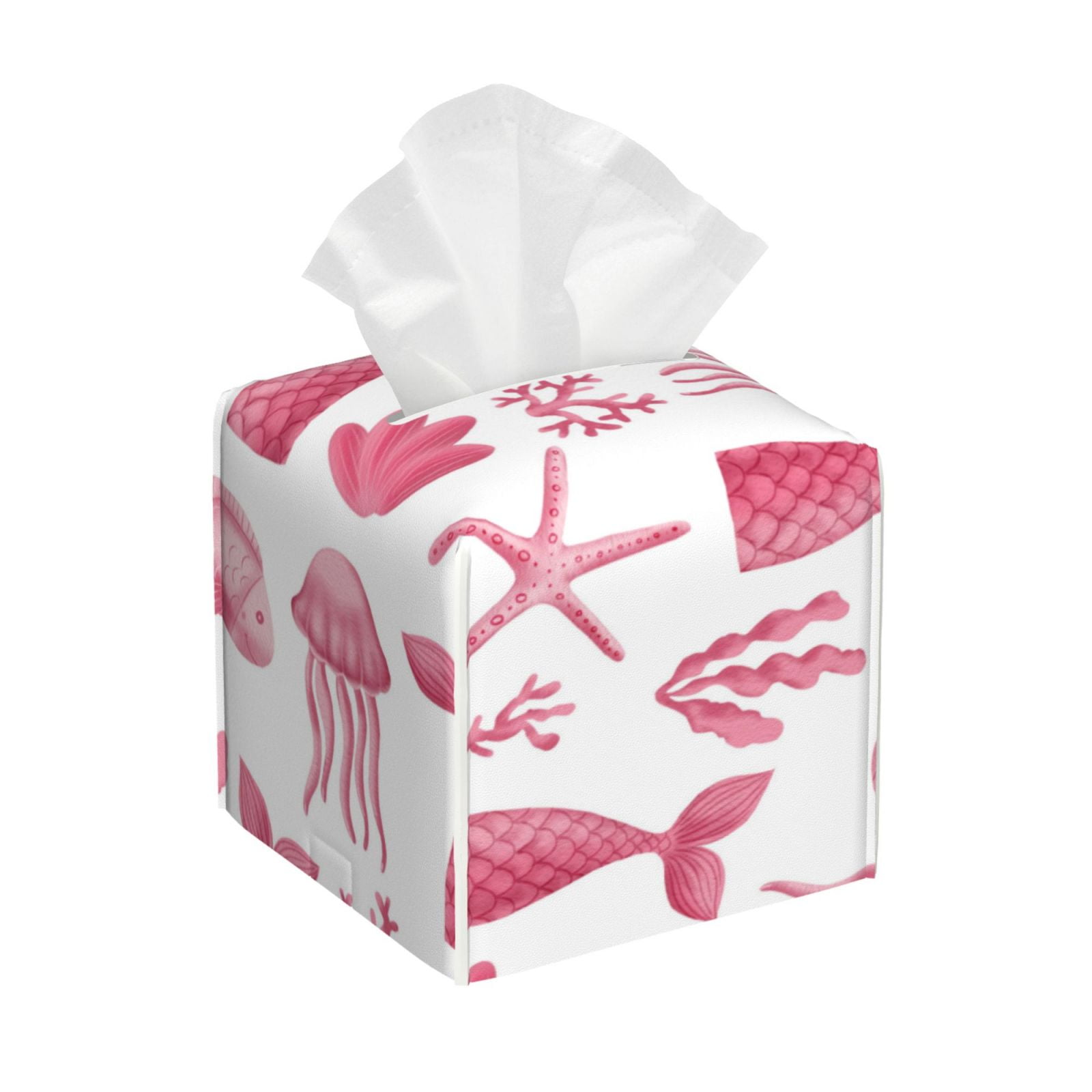 Tissue Box Cover Pink Fish Jellyfish Tissues Boxes Holder Organizer ...