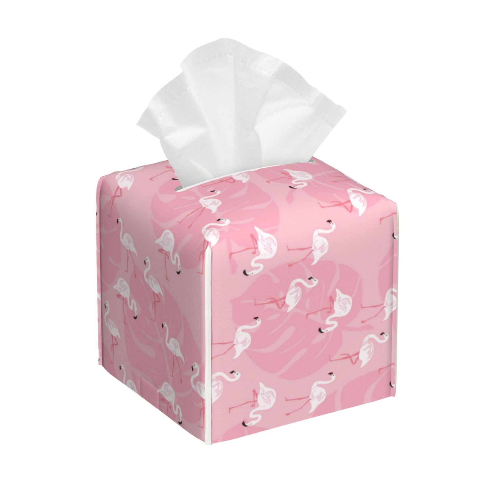 Tissue Box Cover Pink Flamingos and Flowers Tissues Boxes Holder ...