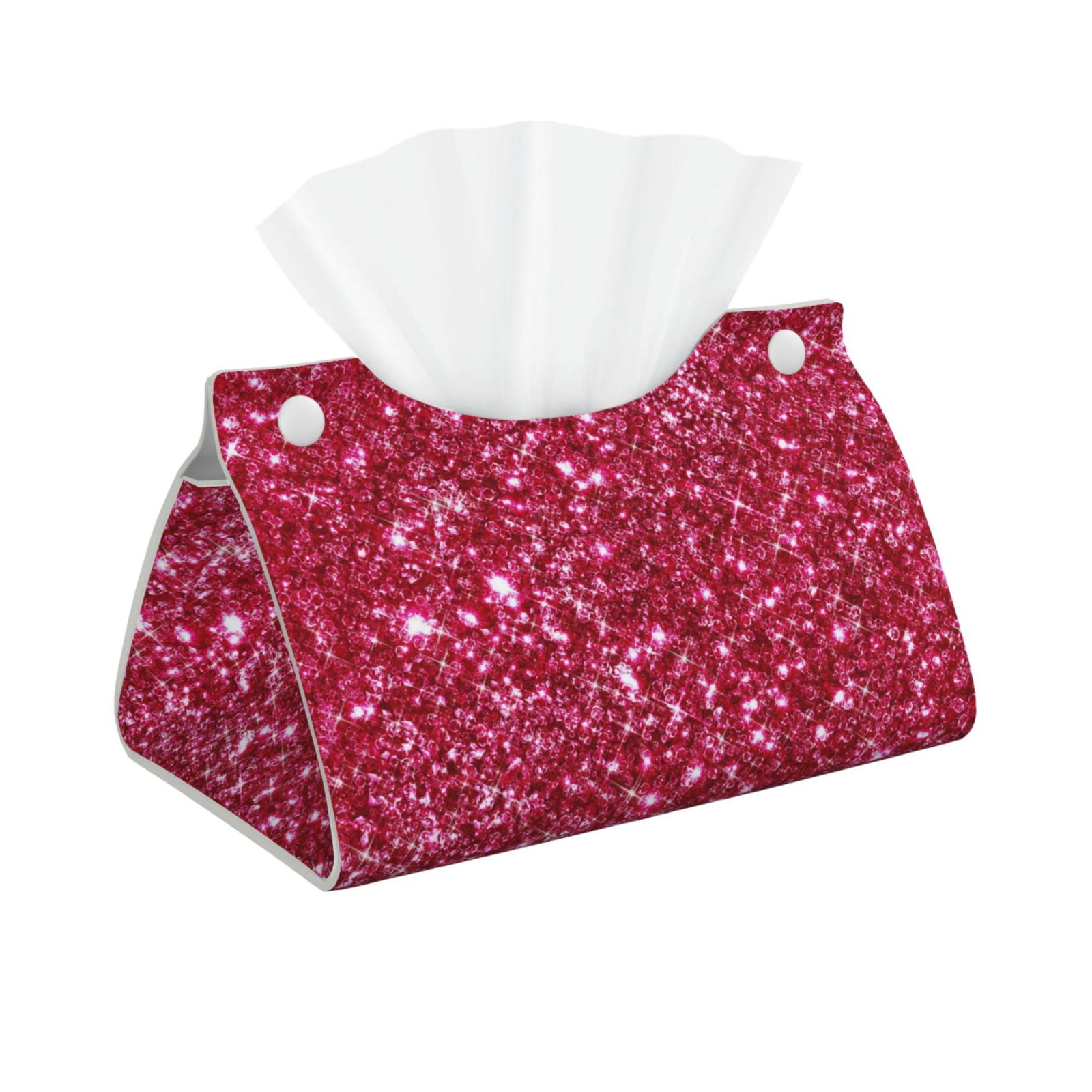 Tissue Box Cover, Pink Glitter Long Leather Tissue Box Holder With 2 ...