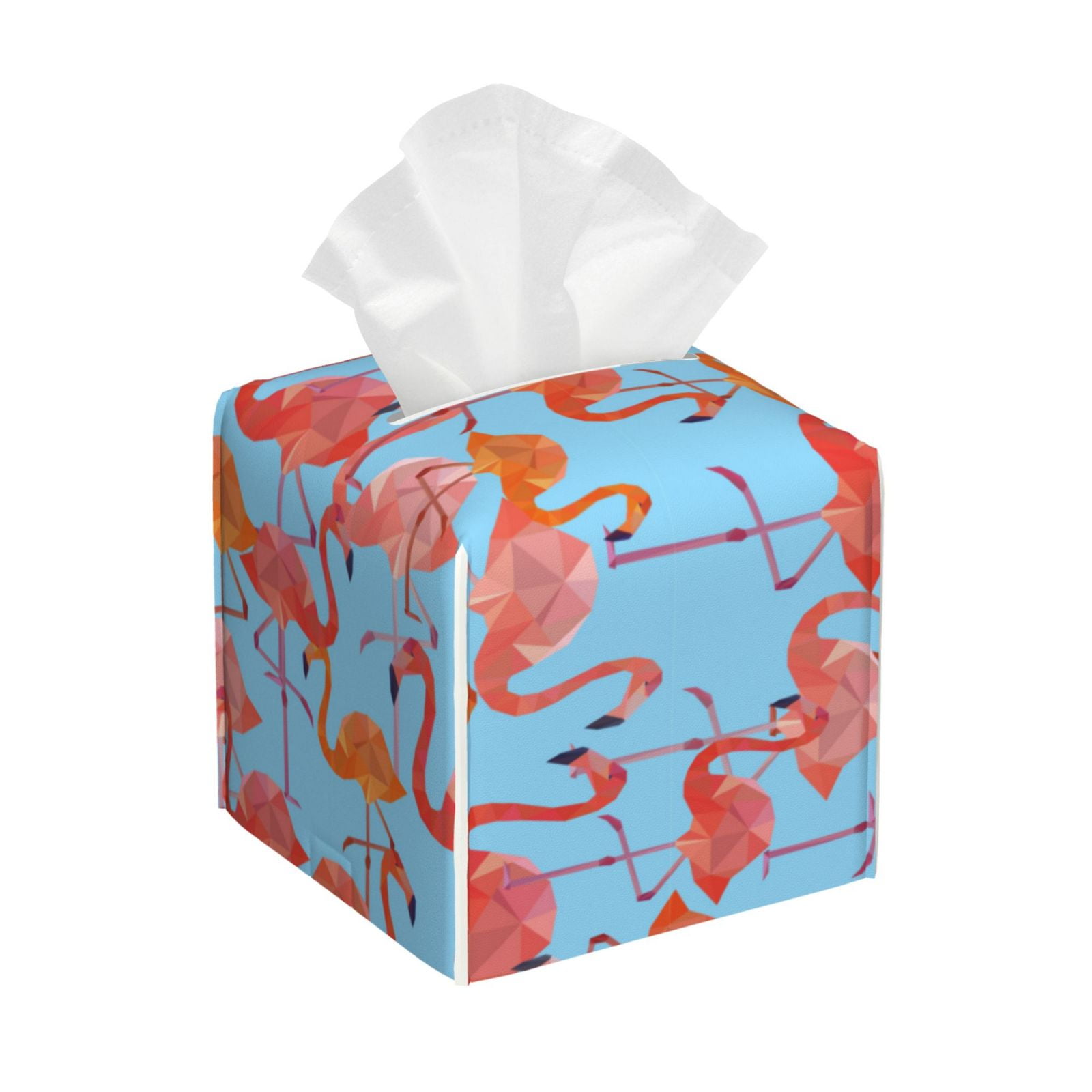 Tissue Box Cover Pink flamingo Tissues Boxes Holder Organizer, Leather ...