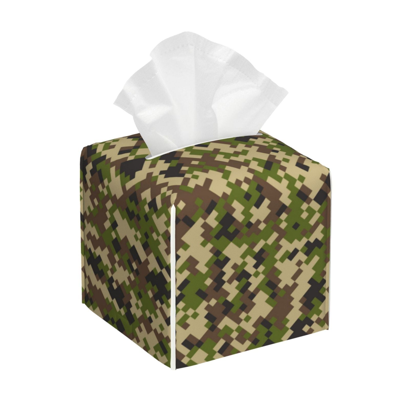 Tissue Box Cover, Pixel Green Camouflage Leather Tissue Box Holder ...