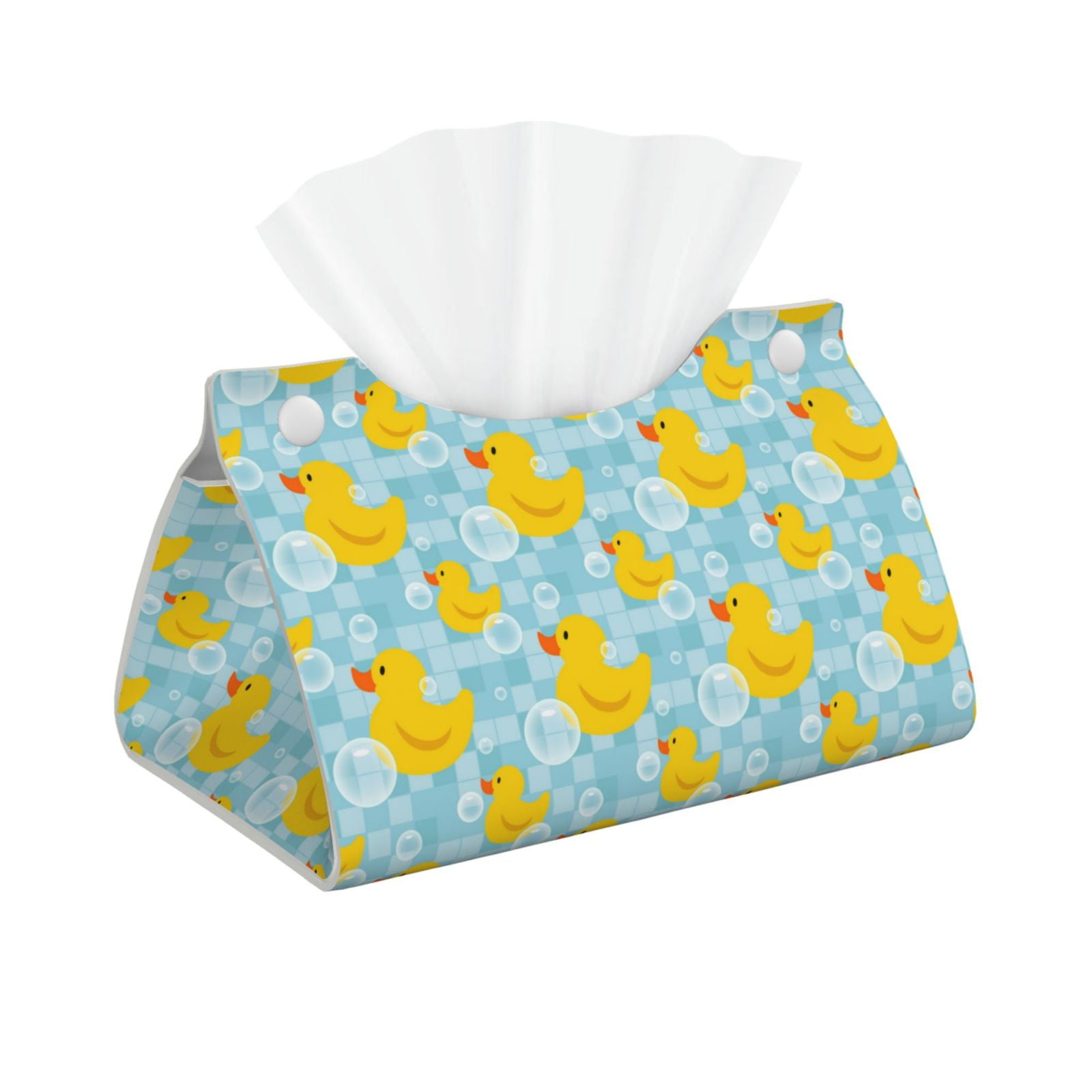 Tissue Box Cover, Plaid Cartoon Cute Duck Bubble Long Leather Tissue ...