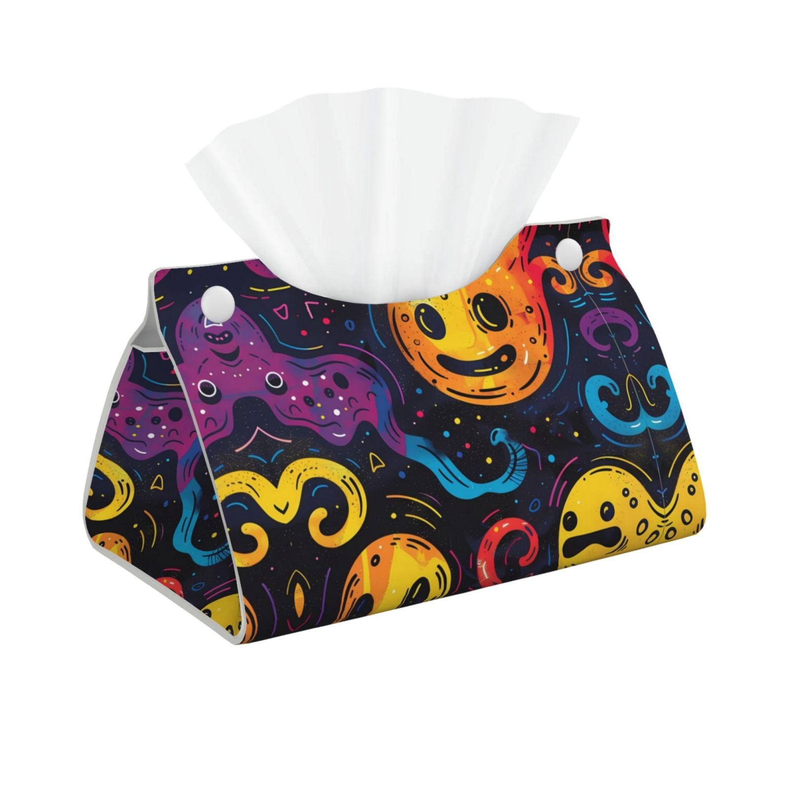 Tissue Box Cover, Playful Ghosts Night Sky Rectangular Leather Tissue ...