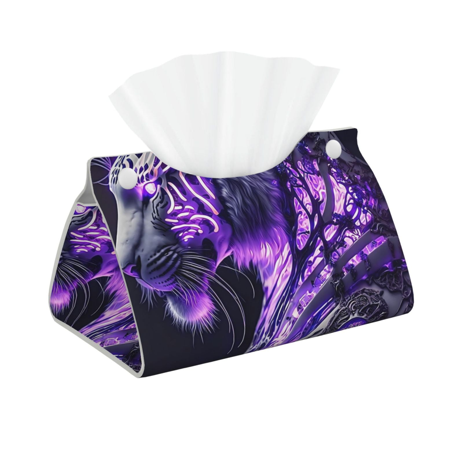 Tissue Box Cover Purple Pattern White Tiger Tissues Boxes Holder ...