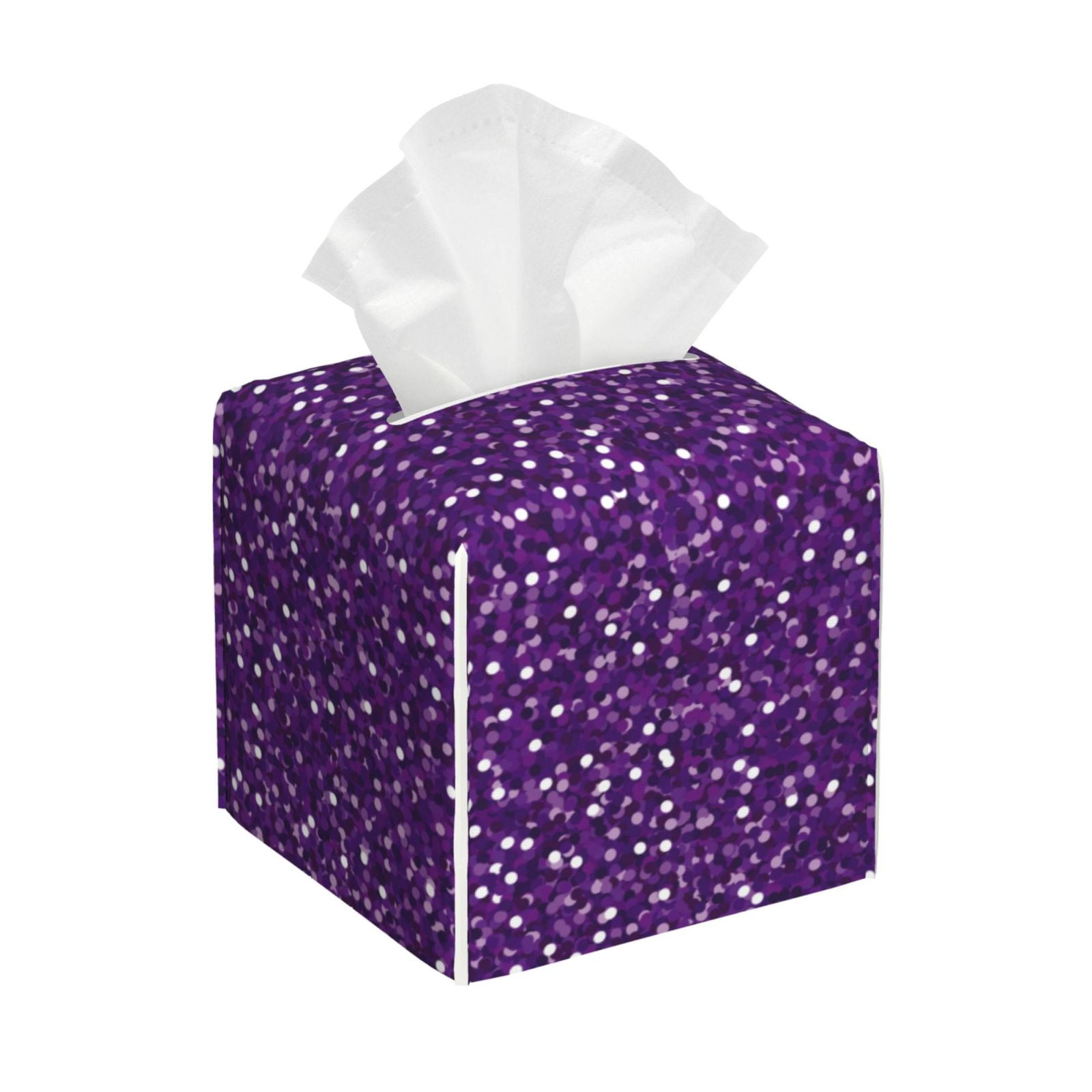 Tissue Box Cover, Purple glitter Lightning Print -Modern Square Leather ...