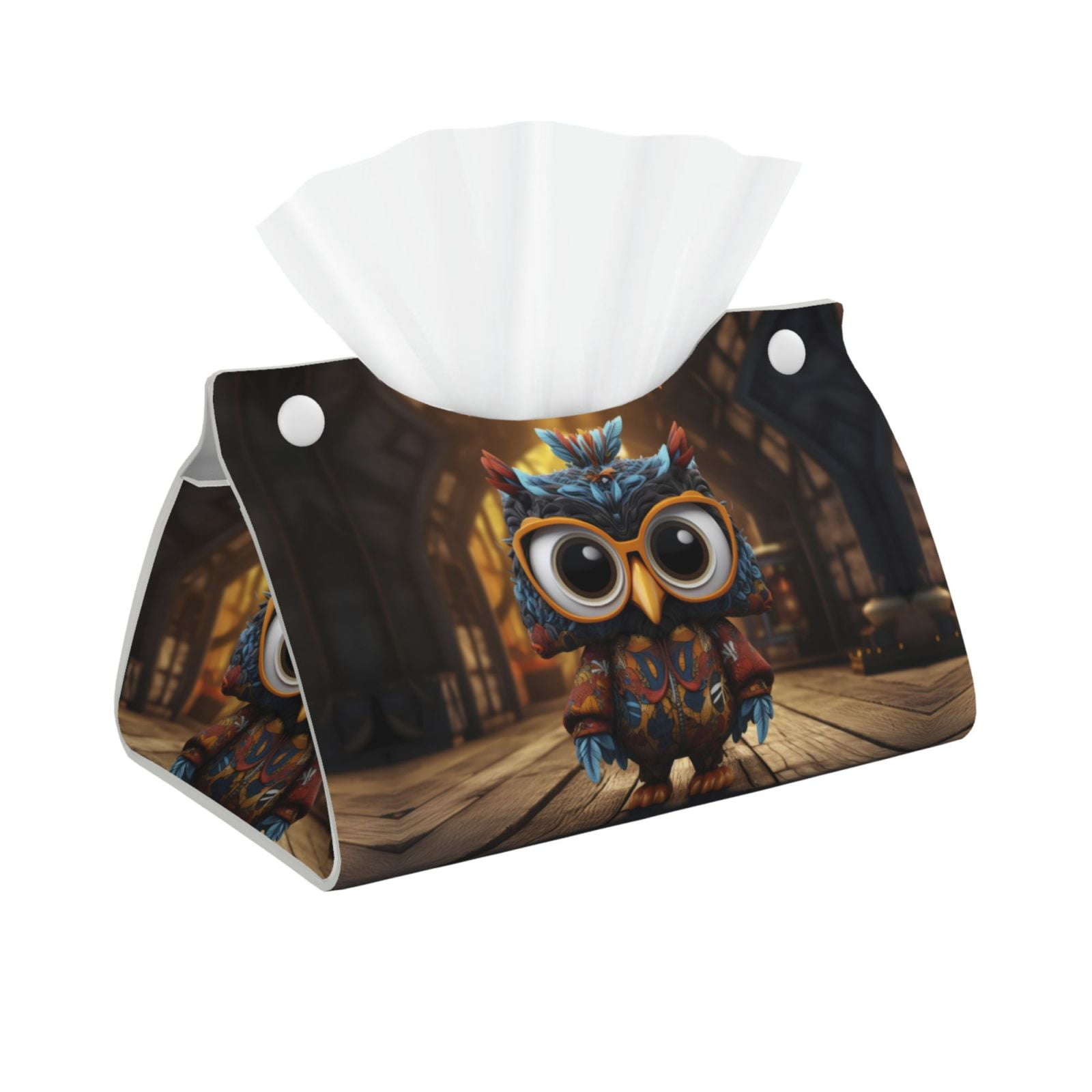 Tissue Box Cover, Quirky Owl With Glasses Rectangular Leather Tissue ...