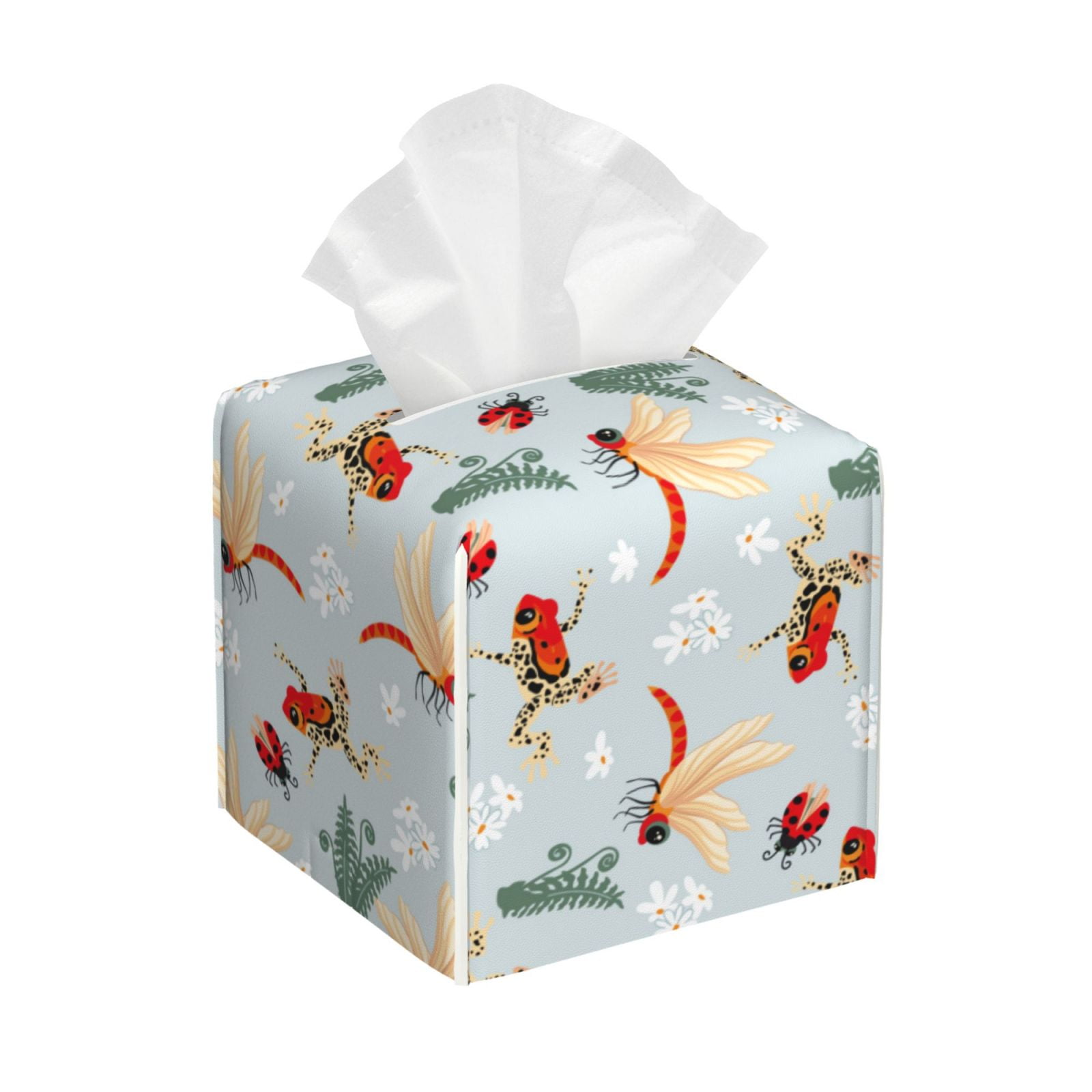 Tissue Box Cover, Ragonfly And Ladybug Leather Tissue Box Holder ...