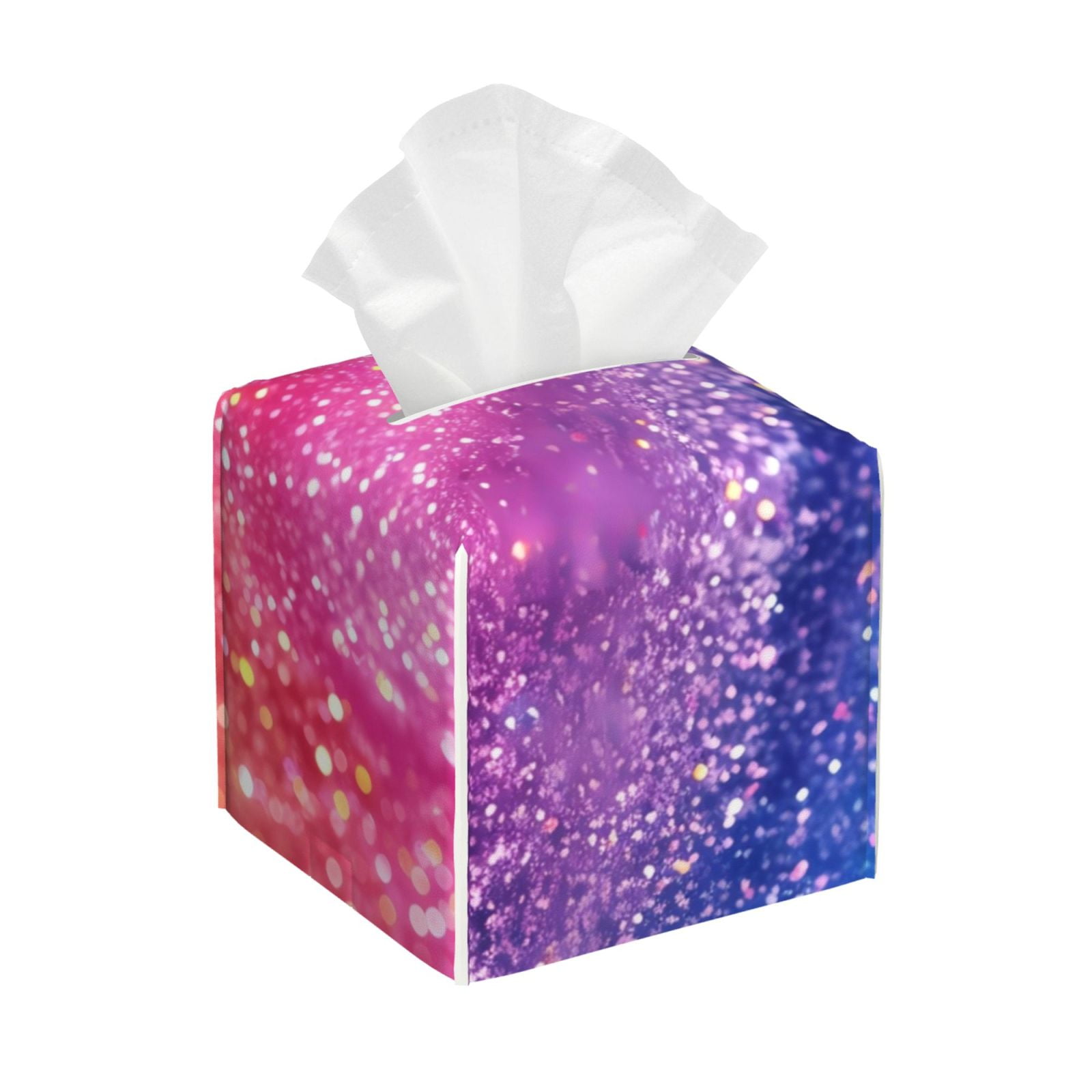 Tissue Box Cover, Rainbow Glitter Cute Leather Tissue Box Holder ...