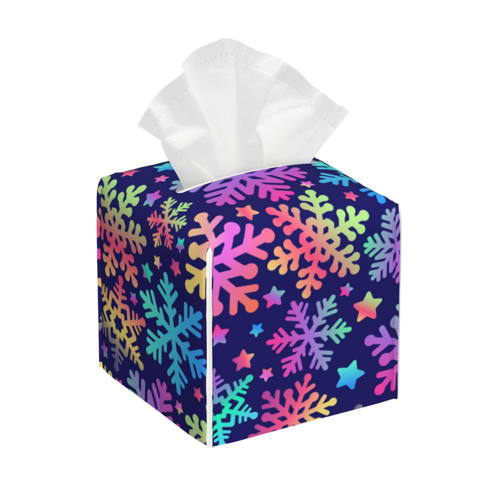 Tissue Box Cover Rainbow Snowflakes Tissues Boxes Holder Organizer ...