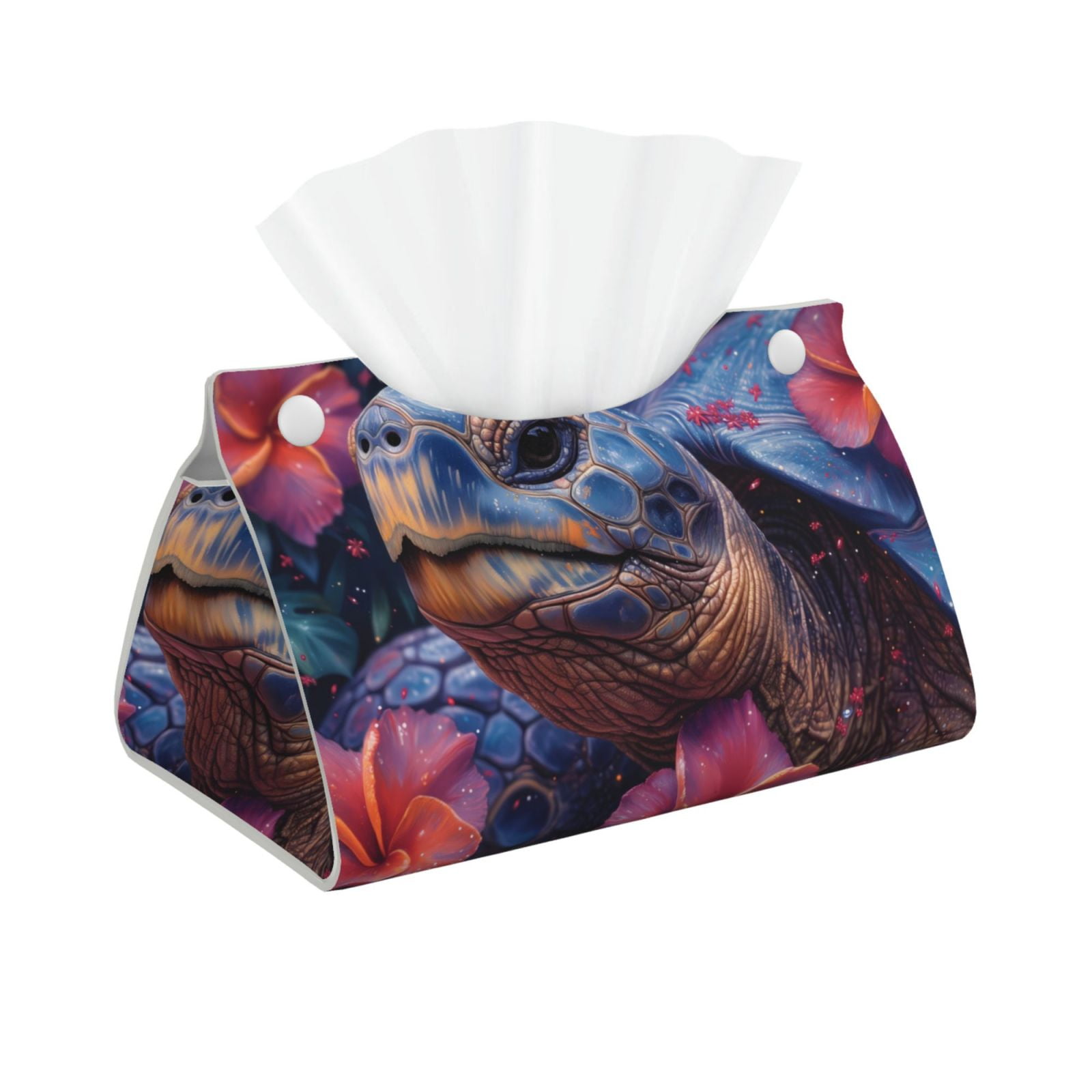 Tissue Box Cover Realistic Flower Turtle Tissues Boxes Holder Organizer ...