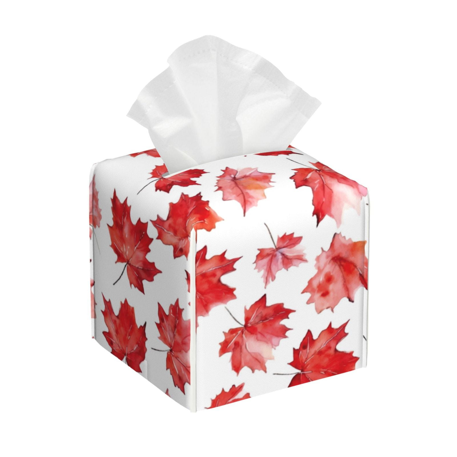 Tissue Box Cover, Realistic Maple Leaf Leather Tissue Box Holder ...