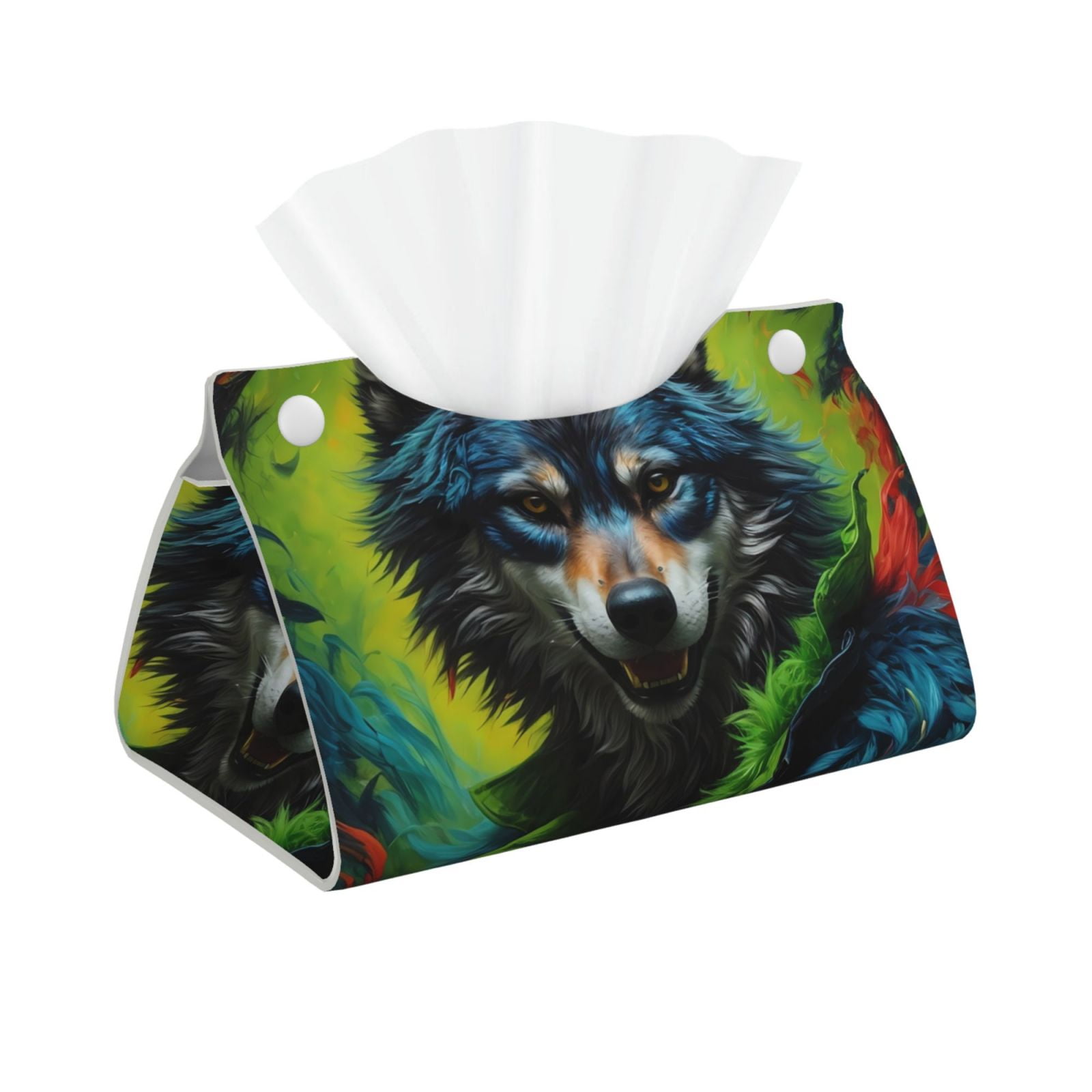 Tissue Box Cover Realistic Style Wolf Warrior Tissues Boxes Holder ...