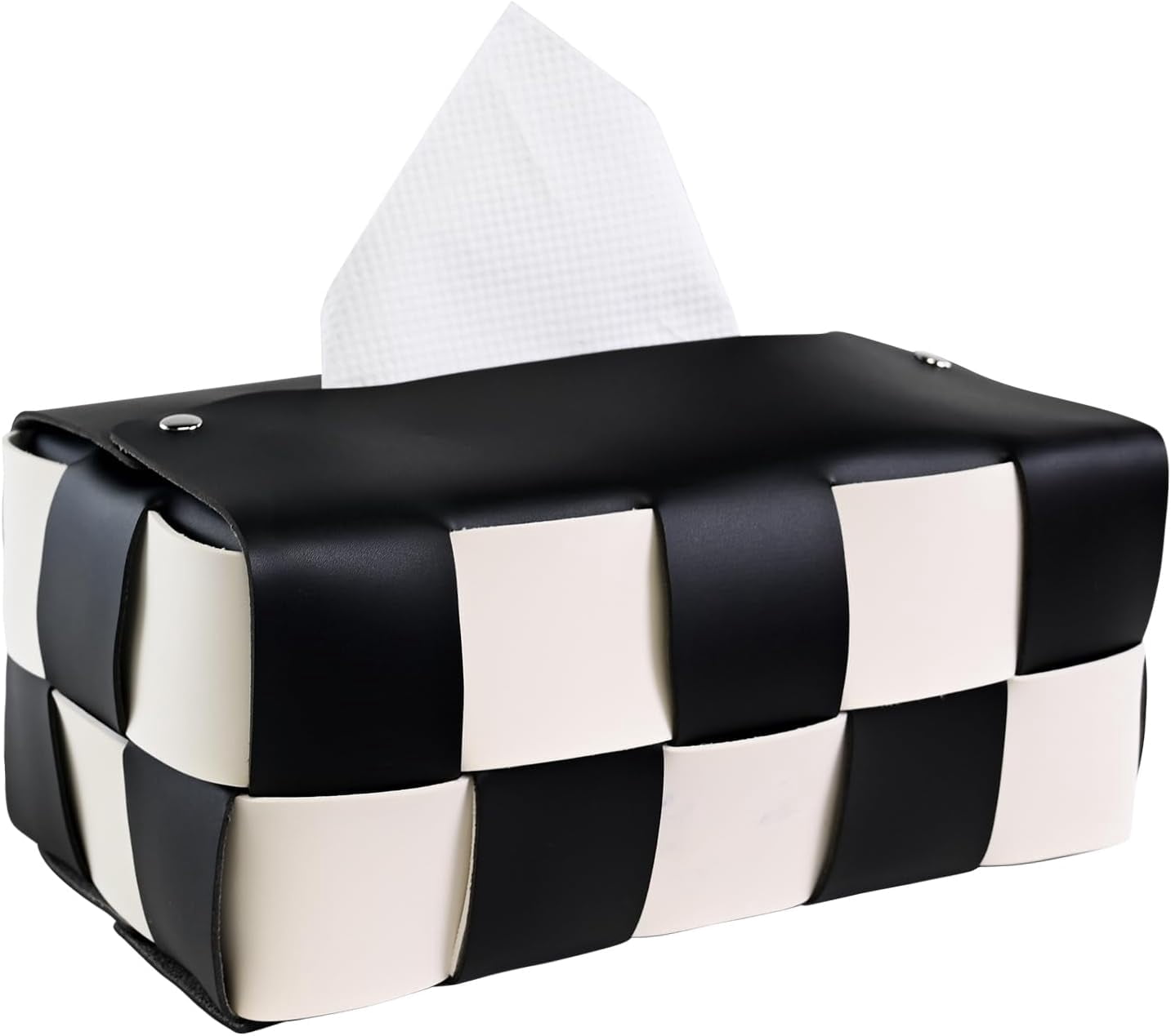 Tissue Box Cover Rectangular Checkered PU Leather Tissue Box Holder for ...