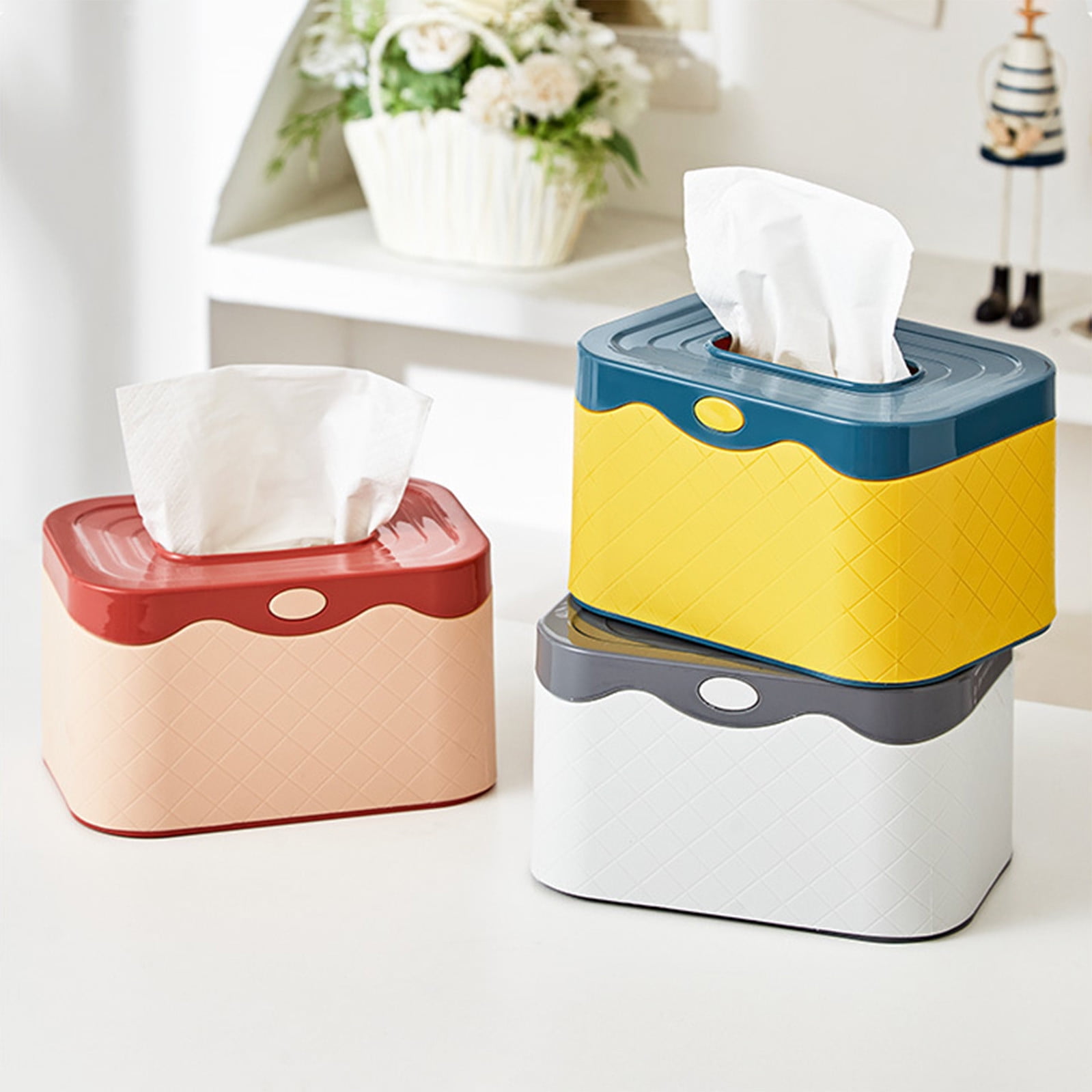 Tissue Box Cover Rectangular Reusable Tissue Box Tissue Box Cover ...