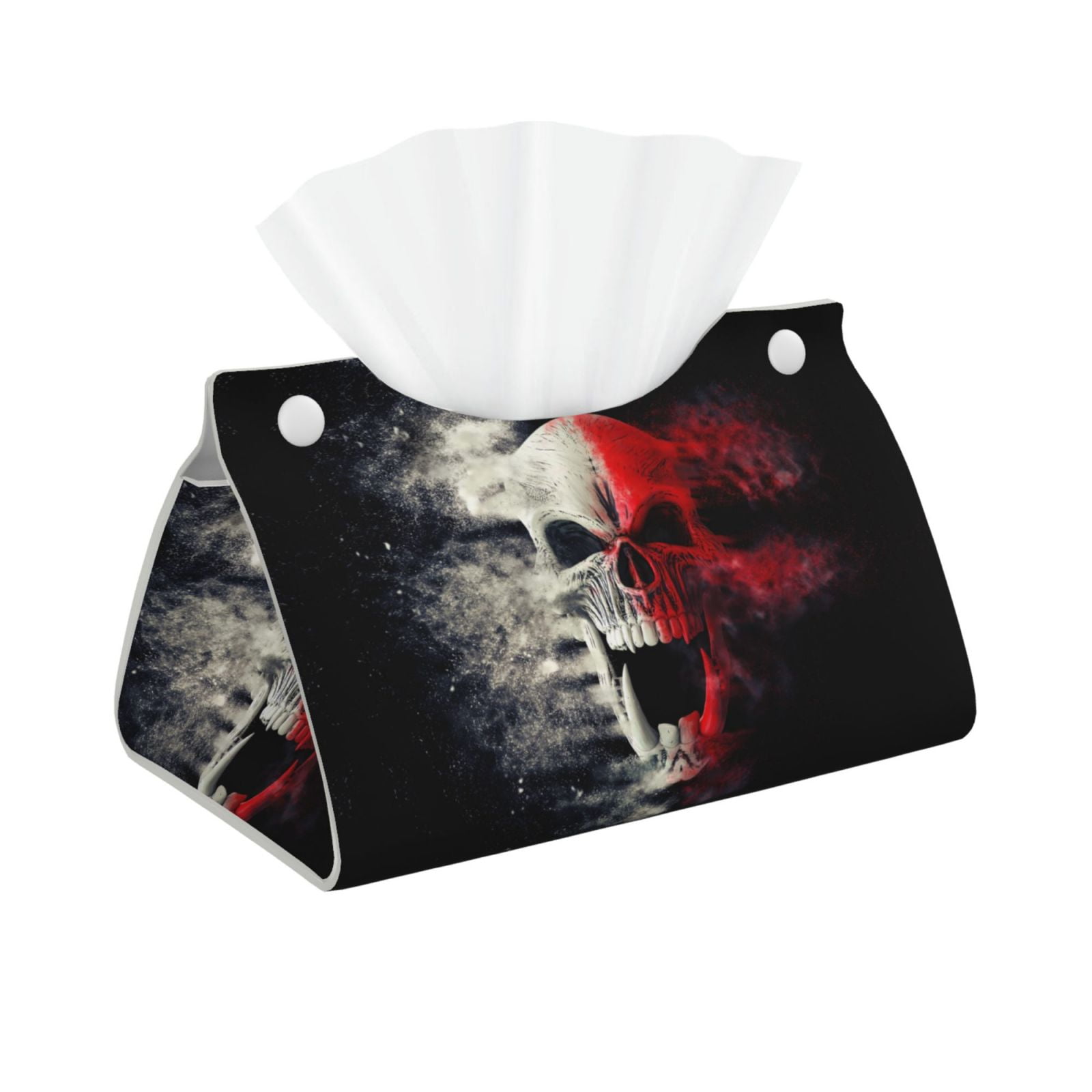 Tissue Box Cover, Red And White Screaming Demon Skull Rectangular ...