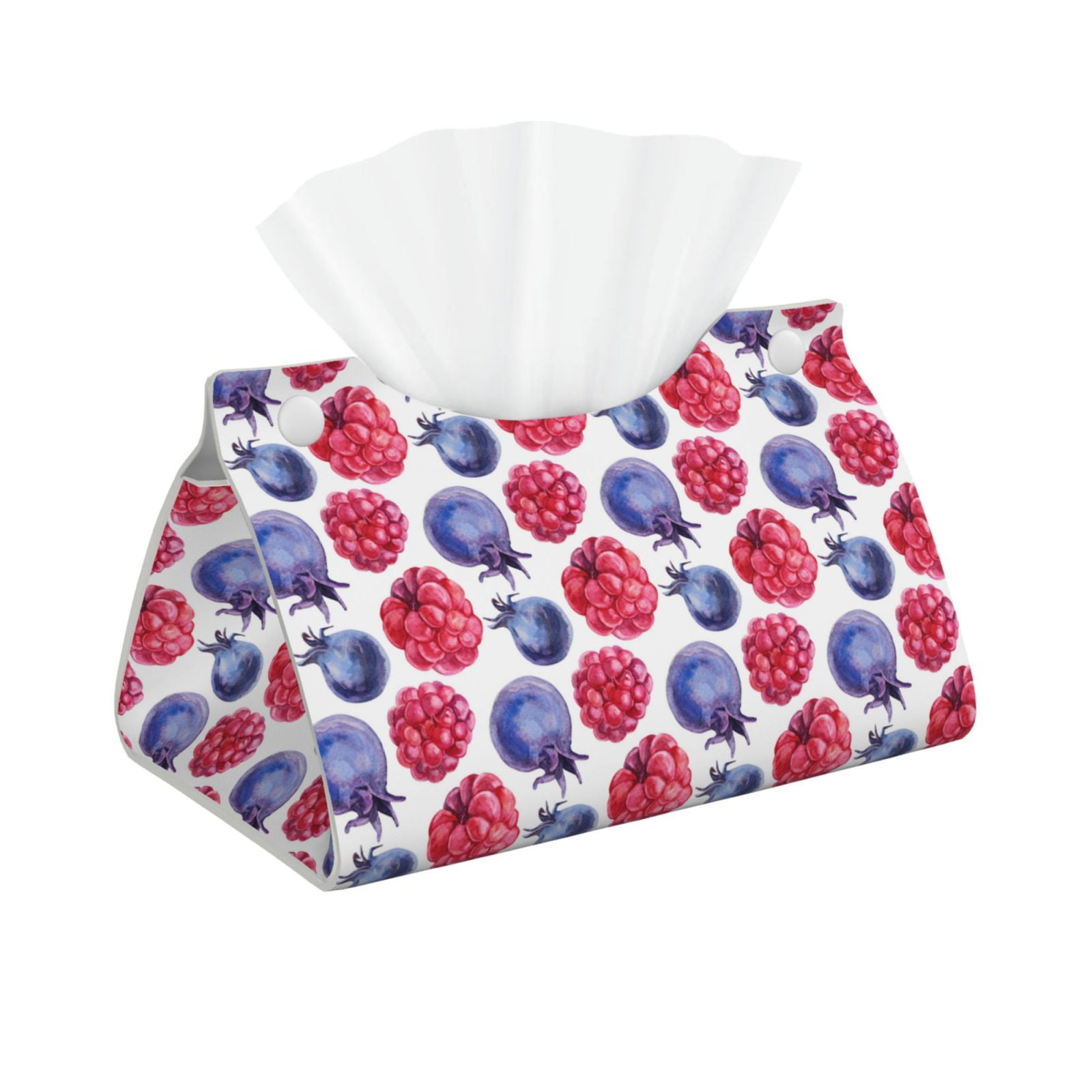 Tissue Box Cover, Red Blue Berry Leather Rectangular Tissue Holder ...