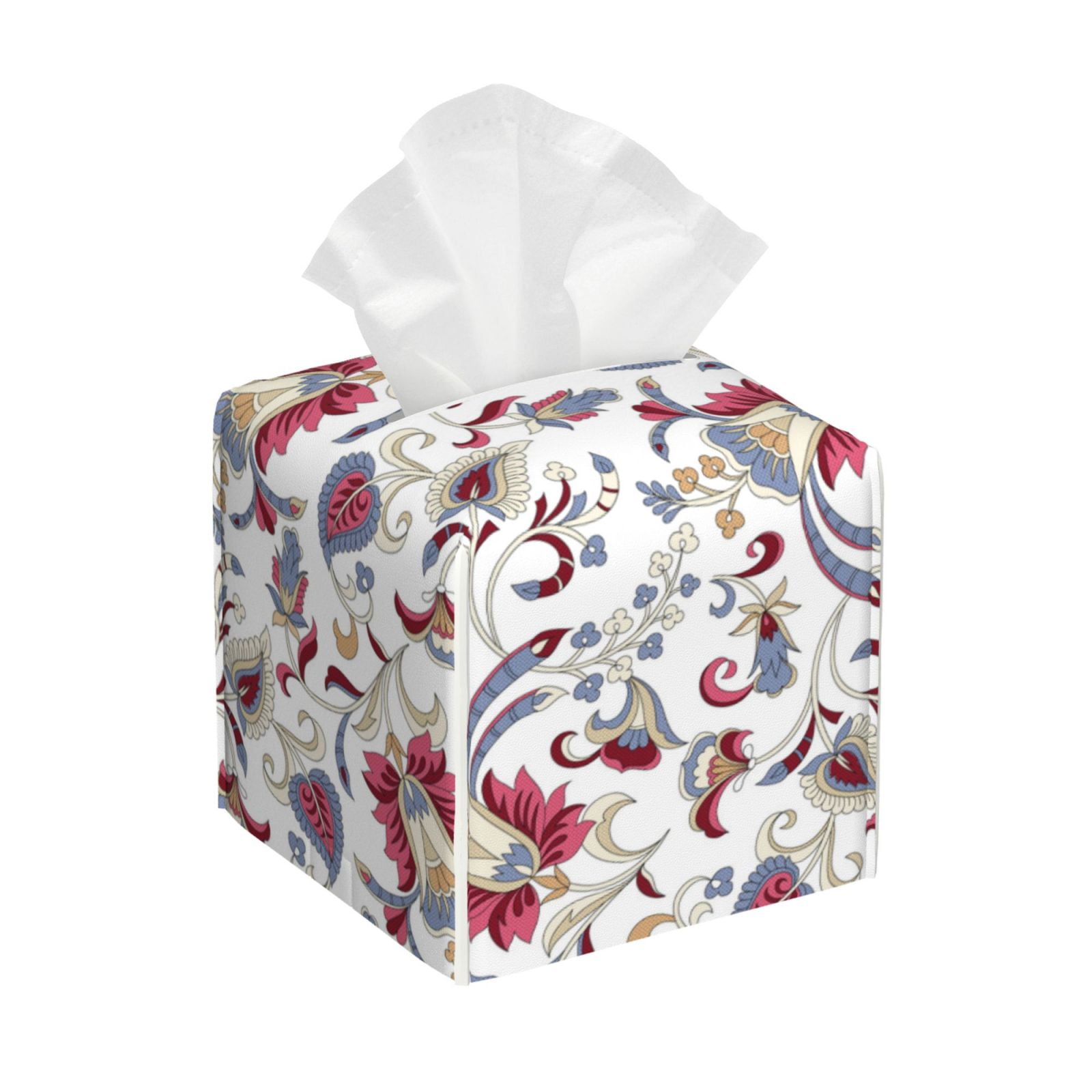 Tissue Box Cover Red Blue Paisley Tissues Boxes Holder Organizer ...