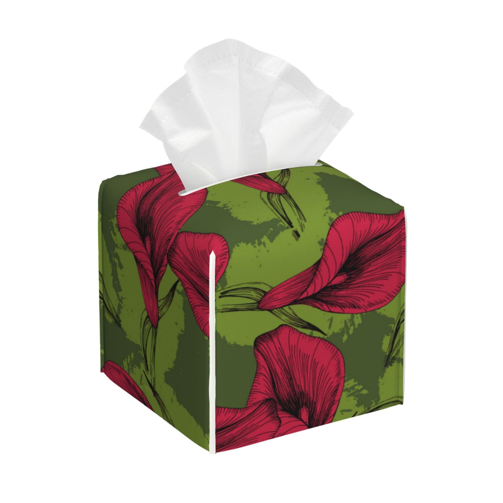 Tissue Box Cover Red Calla Lily Flowers Tissues Boxes Holder Organizer ...