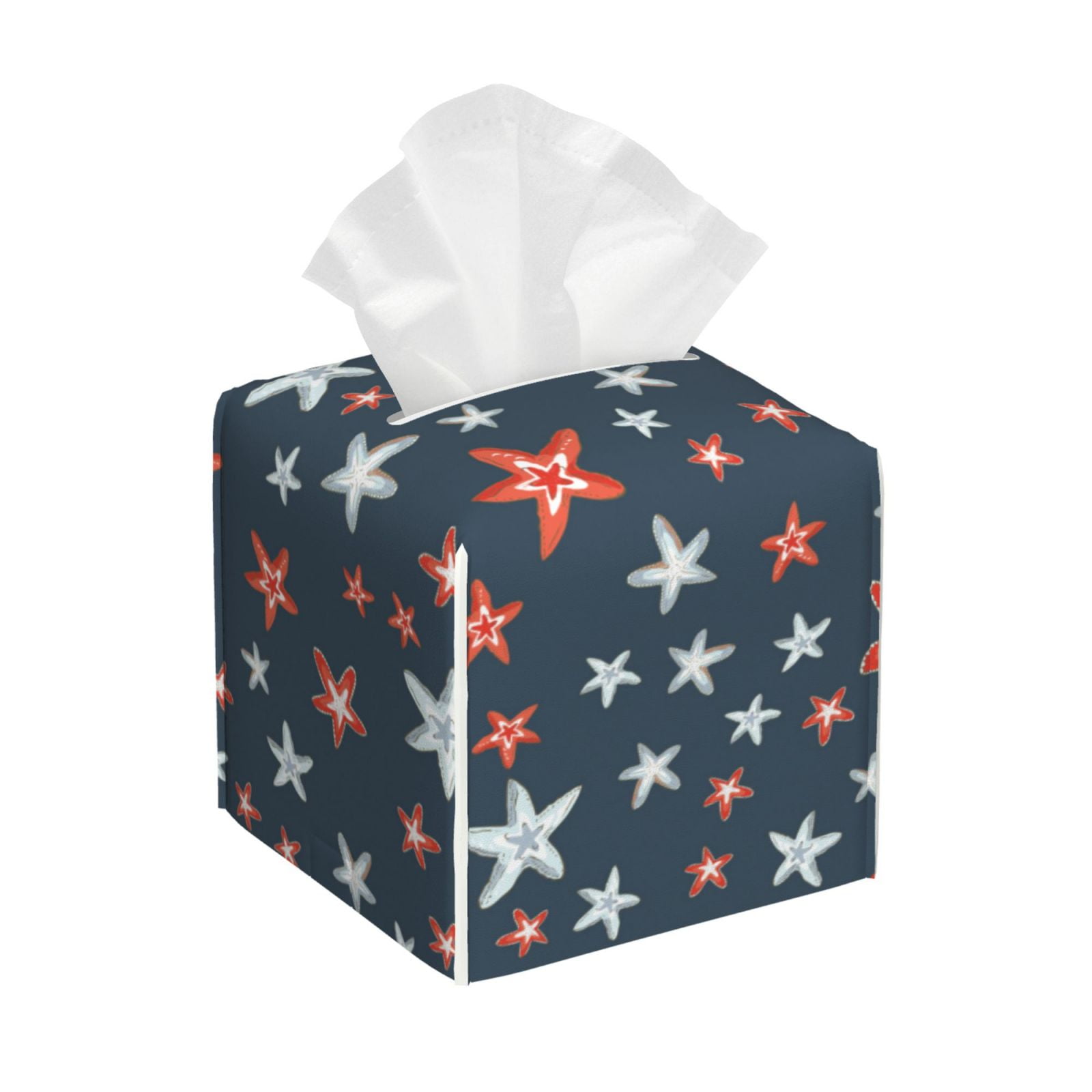 Tissue Box Cover, Red Star fish Leather Tissue Box Holder - Tissue Case ...