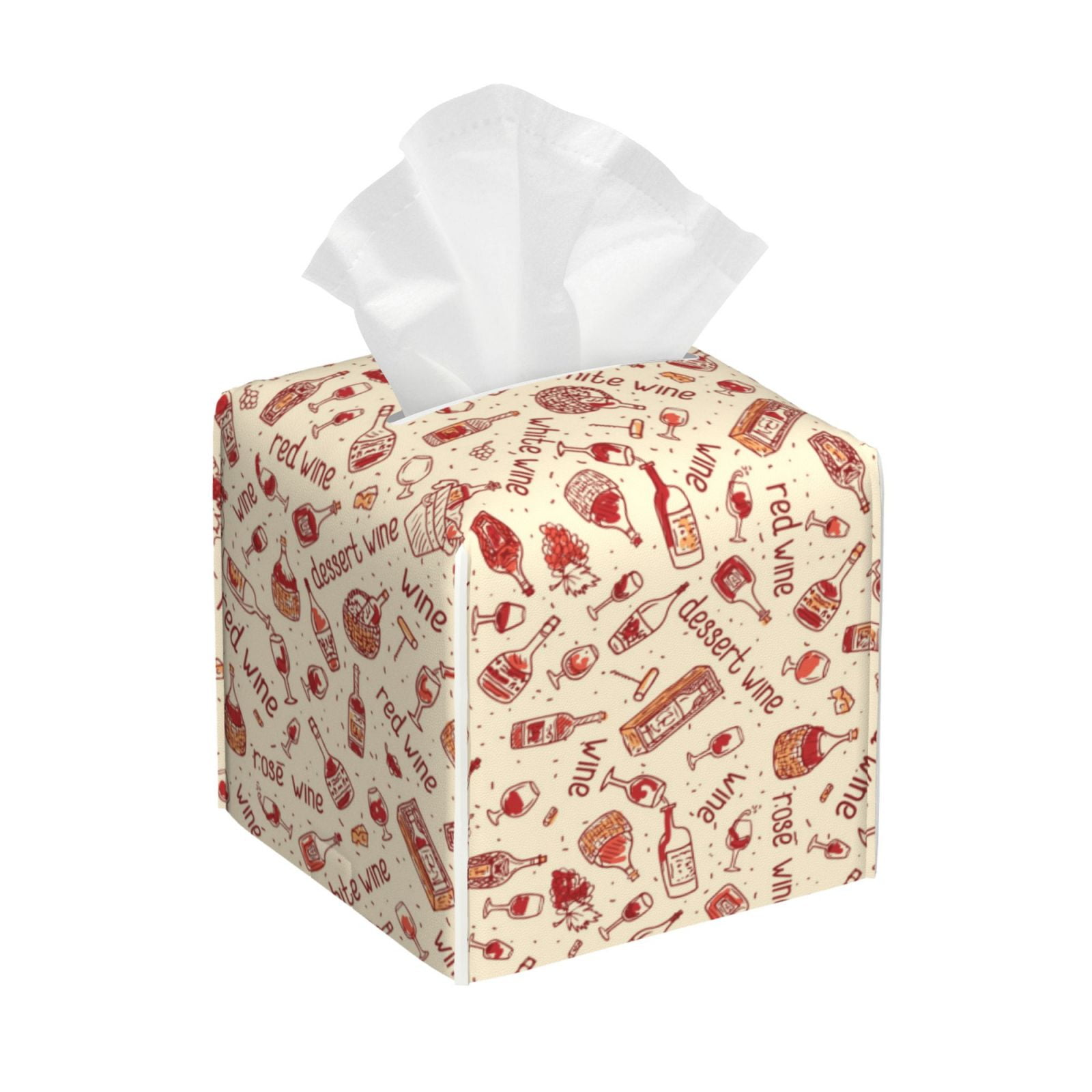 Tissue Box Cover Red Wine Tissues Boxes Holder Organizer, Leather ...