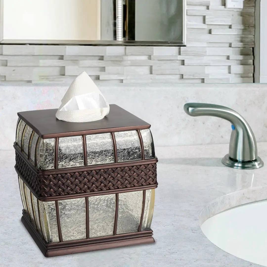 Tissue Box Cover | Resin Square Facial Tissue Box Holder | Oil Rubbed ...