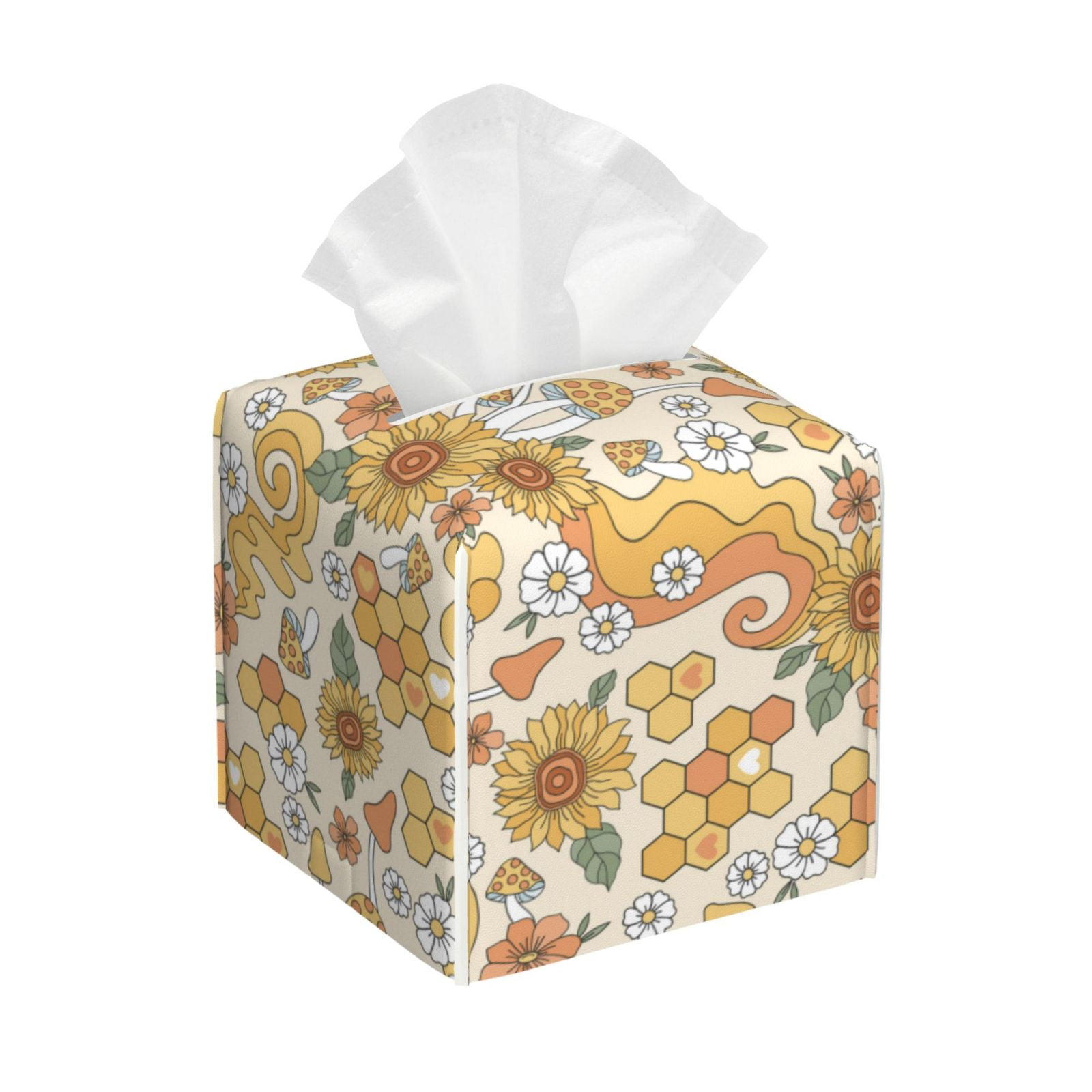 Tissue Box Cover Retro 70s 60s Flower Tissues Boxes Holder Organizer ...