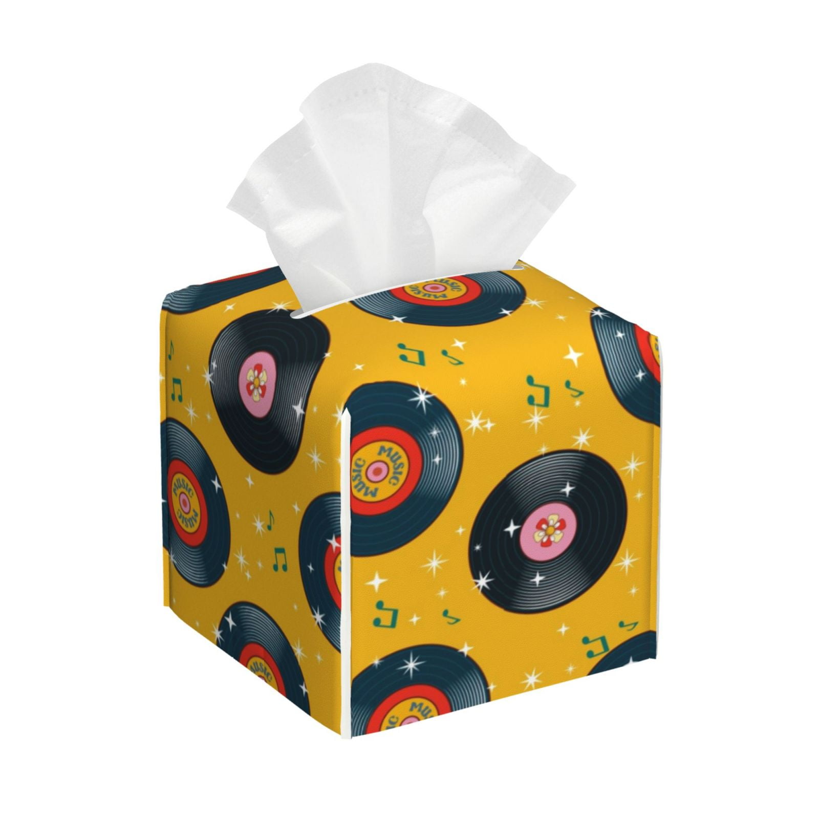 Tissue Box Cover - Retro Vinyl Records Modern Square Leather Tissue Box ...