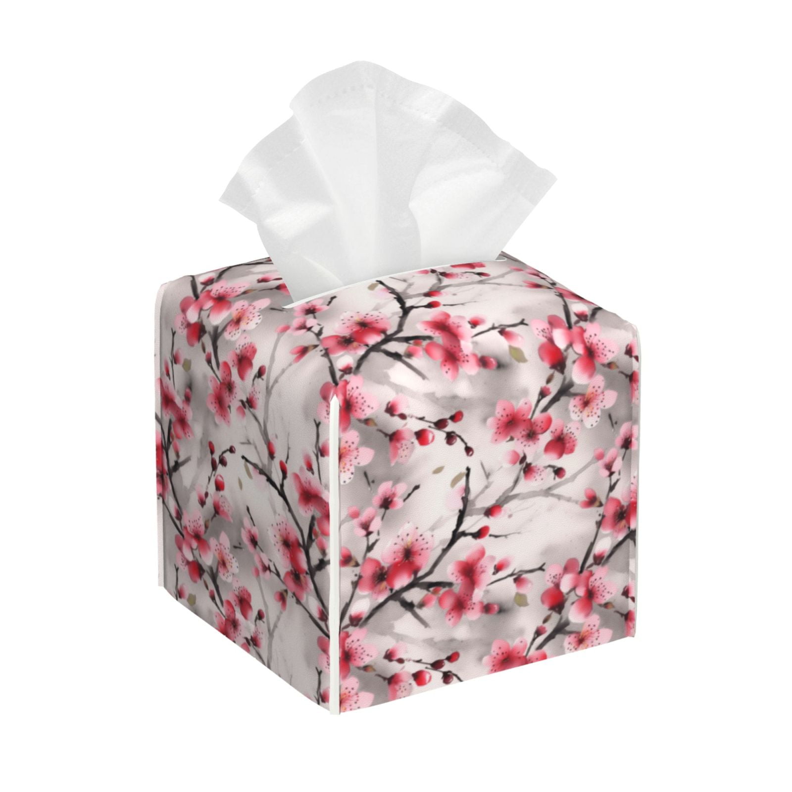 Tissue Box Cover, Retro berry blossom elegant Leather Tissue Box Holder ...
