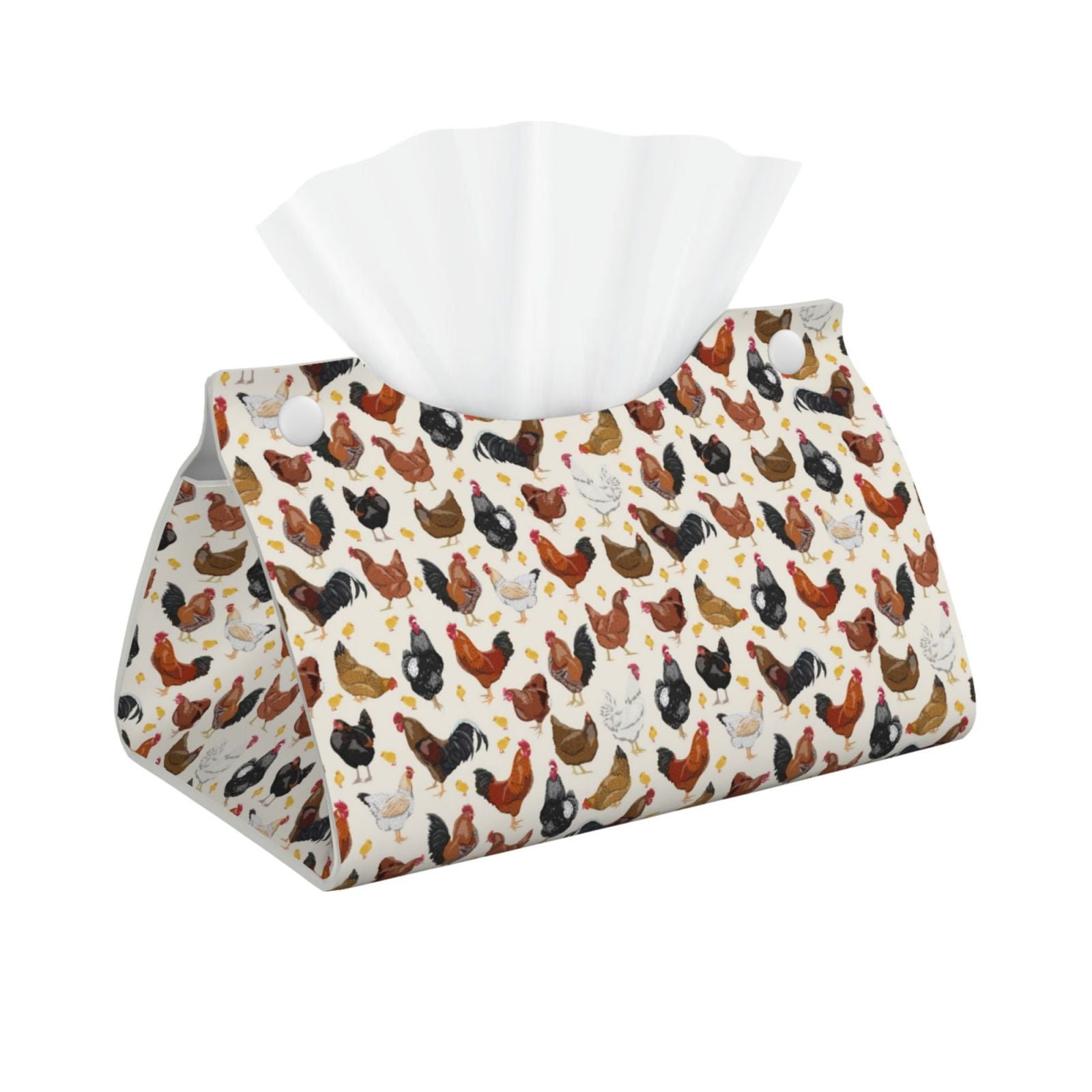 Tissue Box Cover, Roosters And Chickens Leather Rectangular Tissue ...
