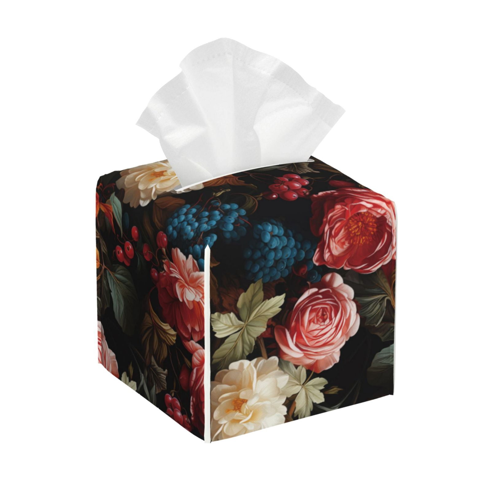 Tissue Box Cover Rose Flowers Grape Tissues Boxes Holder Organizer ...