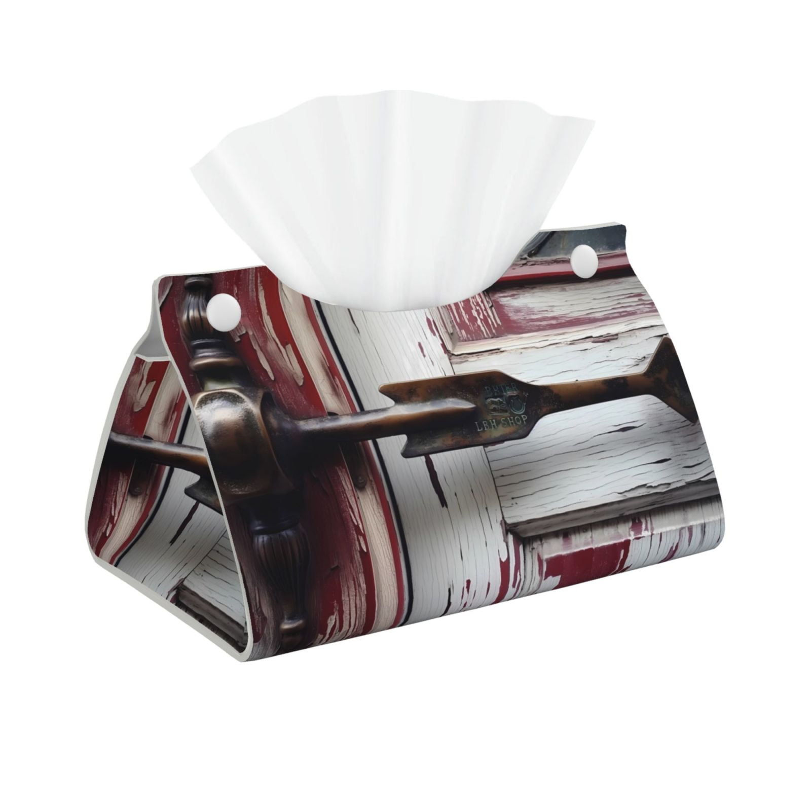 Tissue Box Cover, Rustic Door Handle Closeup Rectangular Leather Tissue ...