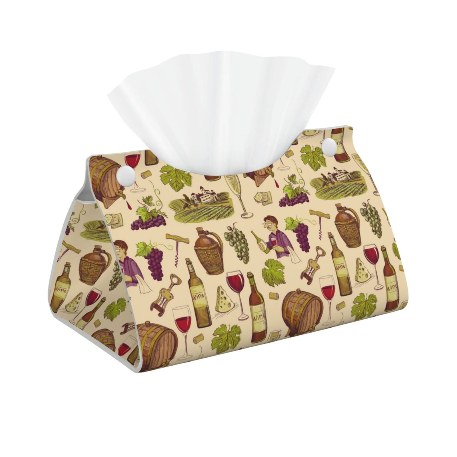 Tissue Box Cover, Rustic Wine Print Leather Rectangular Tissue Holder ...