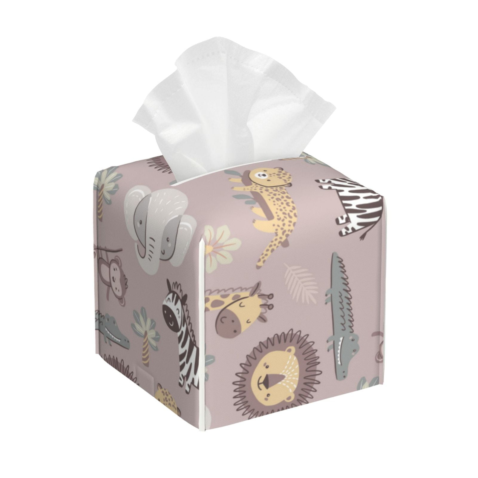 Tissue Box Cover, Safari Animals Leather Tissue Box Holder - Tissue ...
