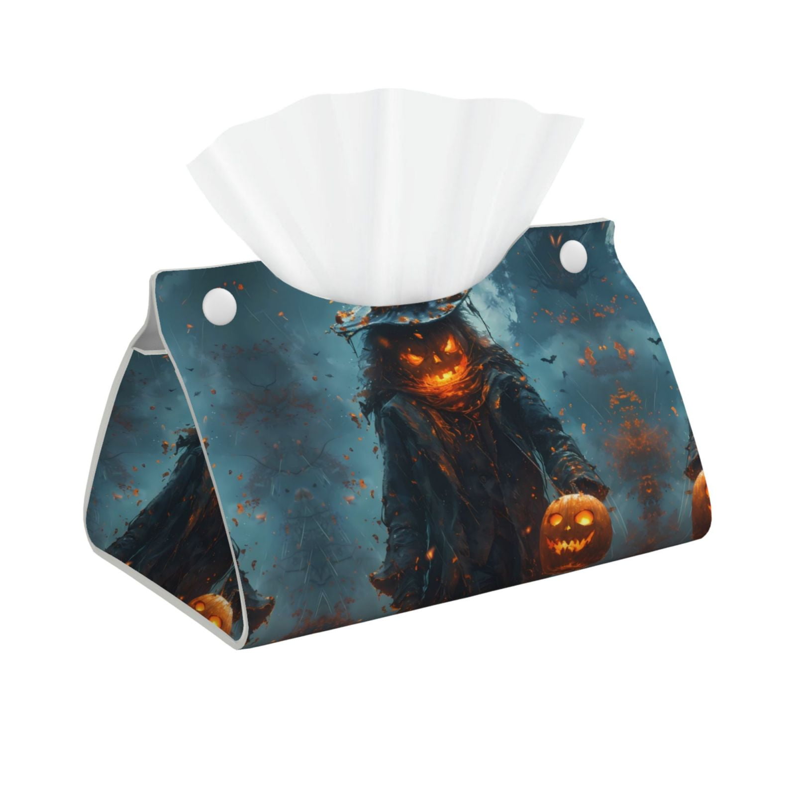 Tissue Box Cover, Scarecrow Halloween Night Rectangular Leather Tissue ...