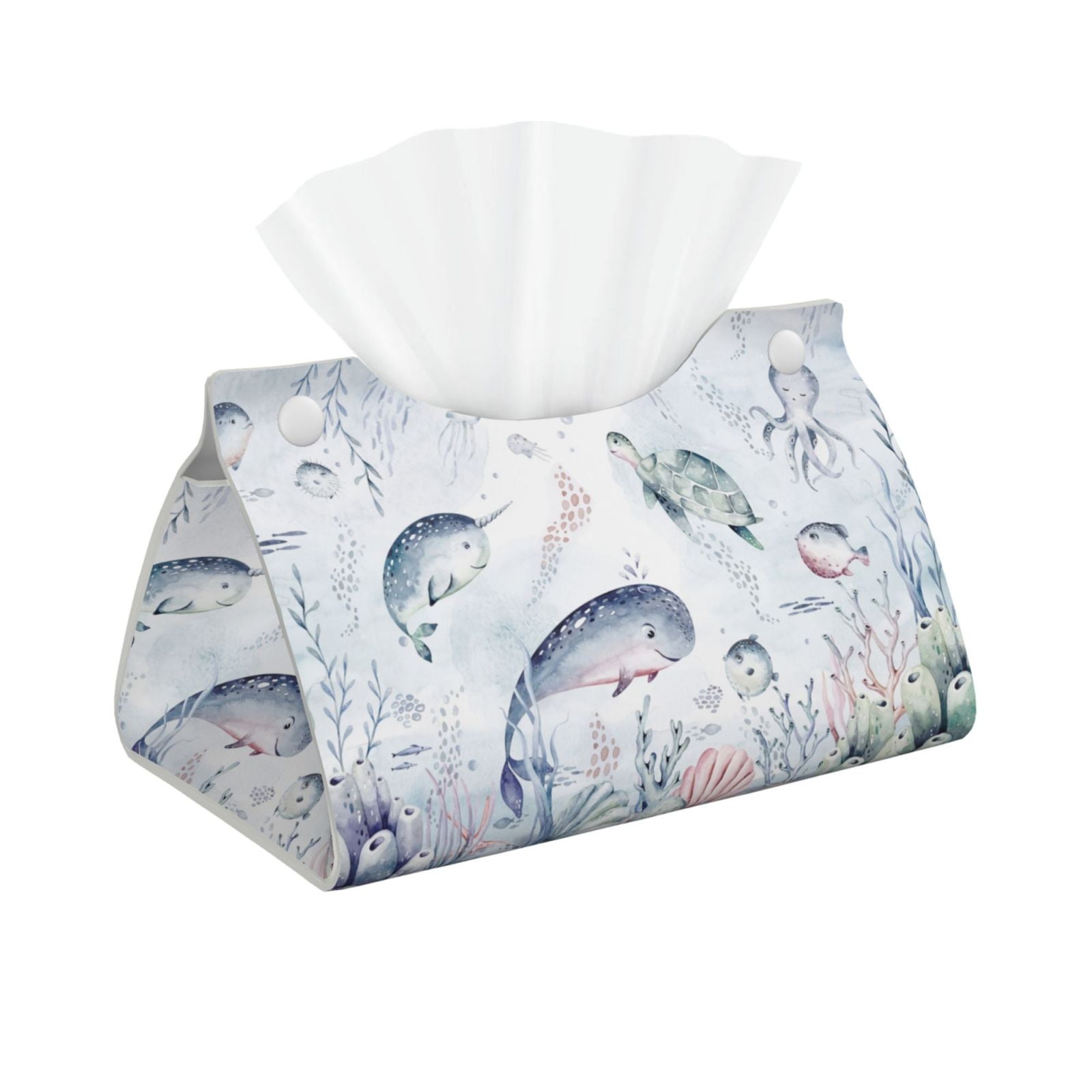 Tissue Box Cover, Sea Animals Rectangular Leather Tissue Holder ...