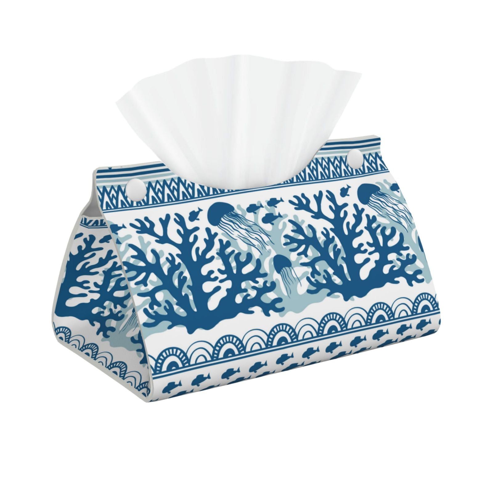 Tissue Box Cover, Sea Underwater Jellyfish Rectangular Leather Tissue ...