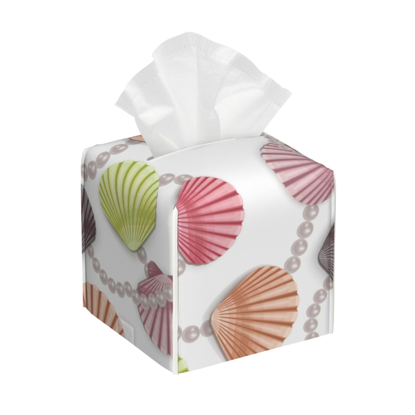 Tissue Box Cover Shell Pearls Print Tissues Boxes Holder Organizer ...